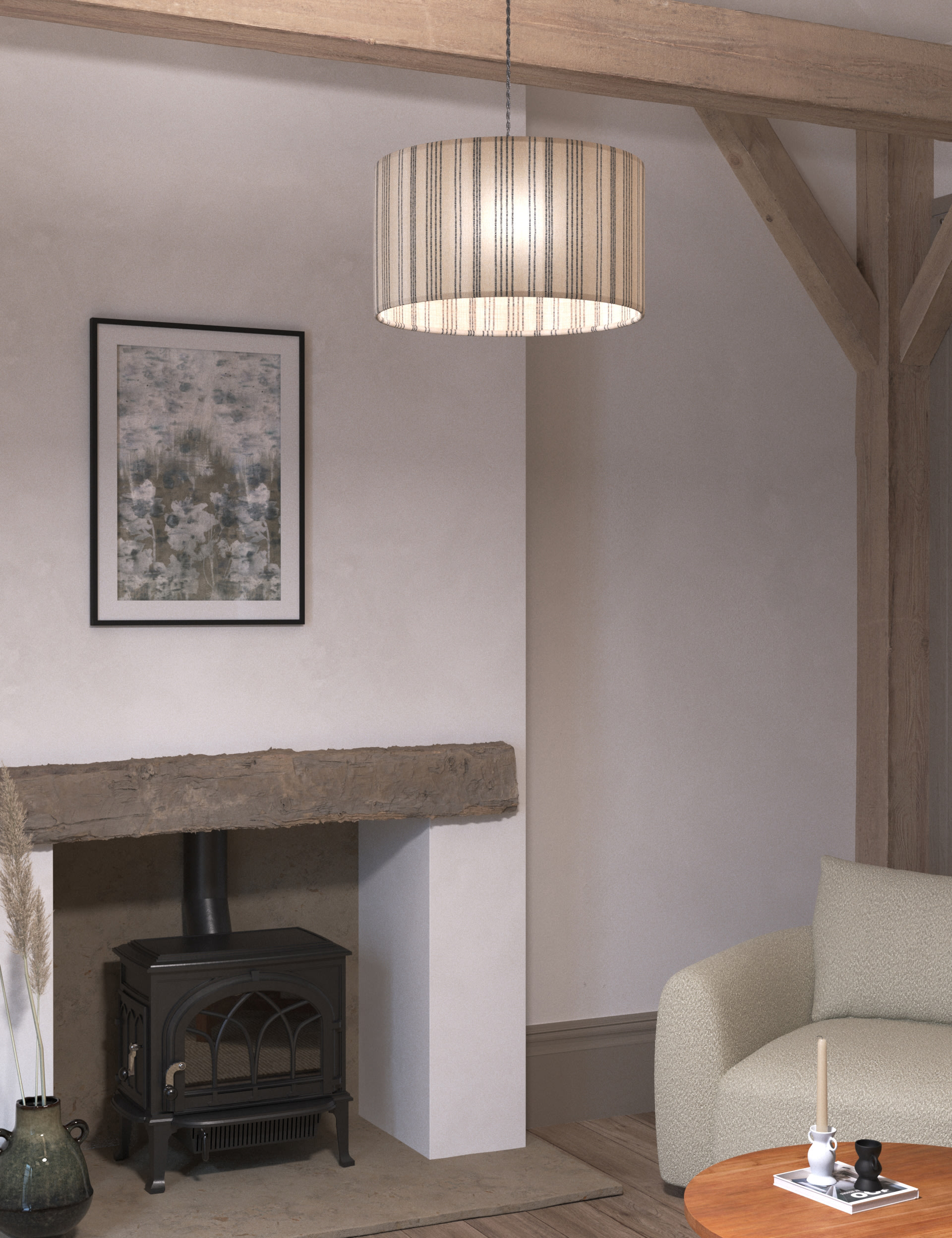 Noah Hessian Striped Lamp Shade | M&S Collection | M&S