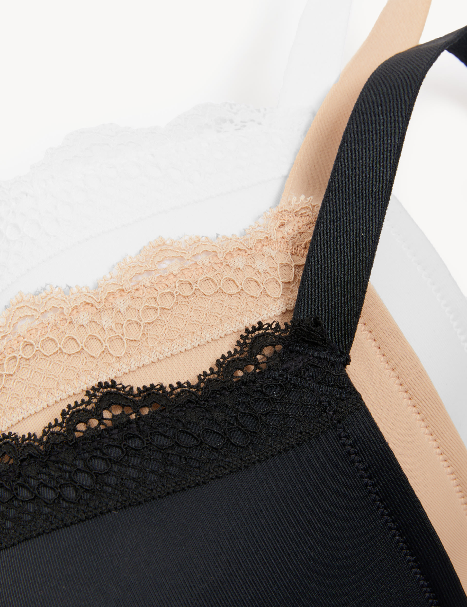 3pk Padded Wired Plunge Bras F-H | M&S Collection | M&S
