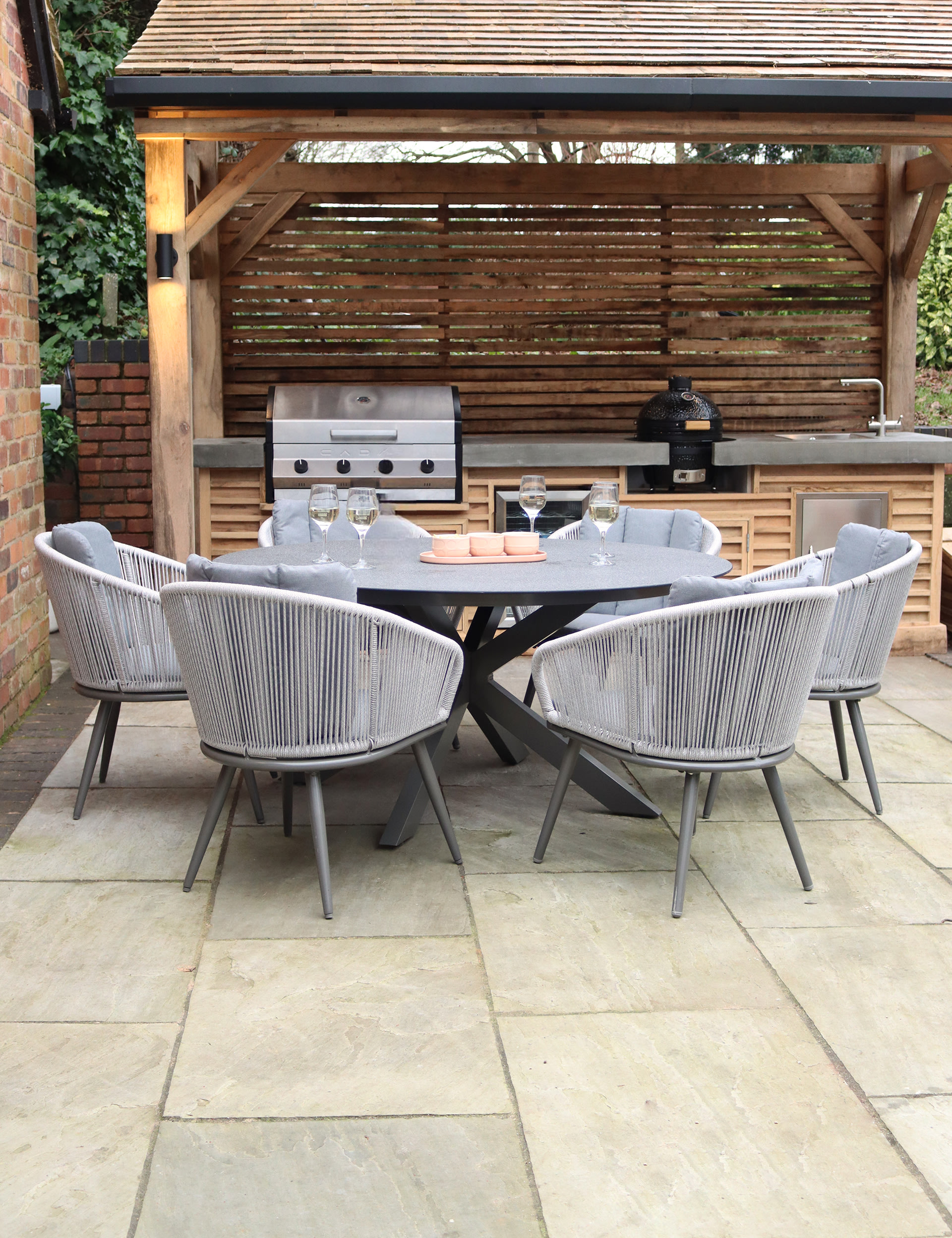 Aspen 6 Seater Round Garden Table & Chairs | Royalcraft | M&S