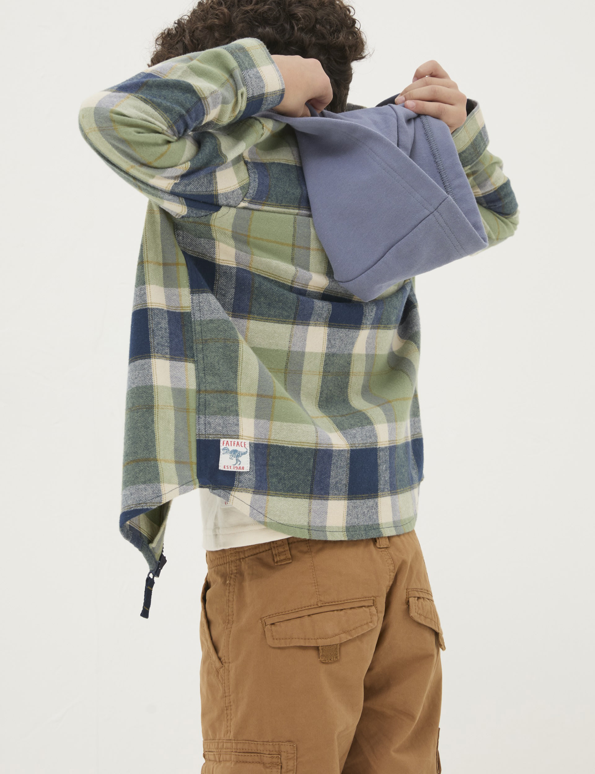 Pure Cotton Check Hooded Shacket (3-13 Yrs) | FatFace | M&S