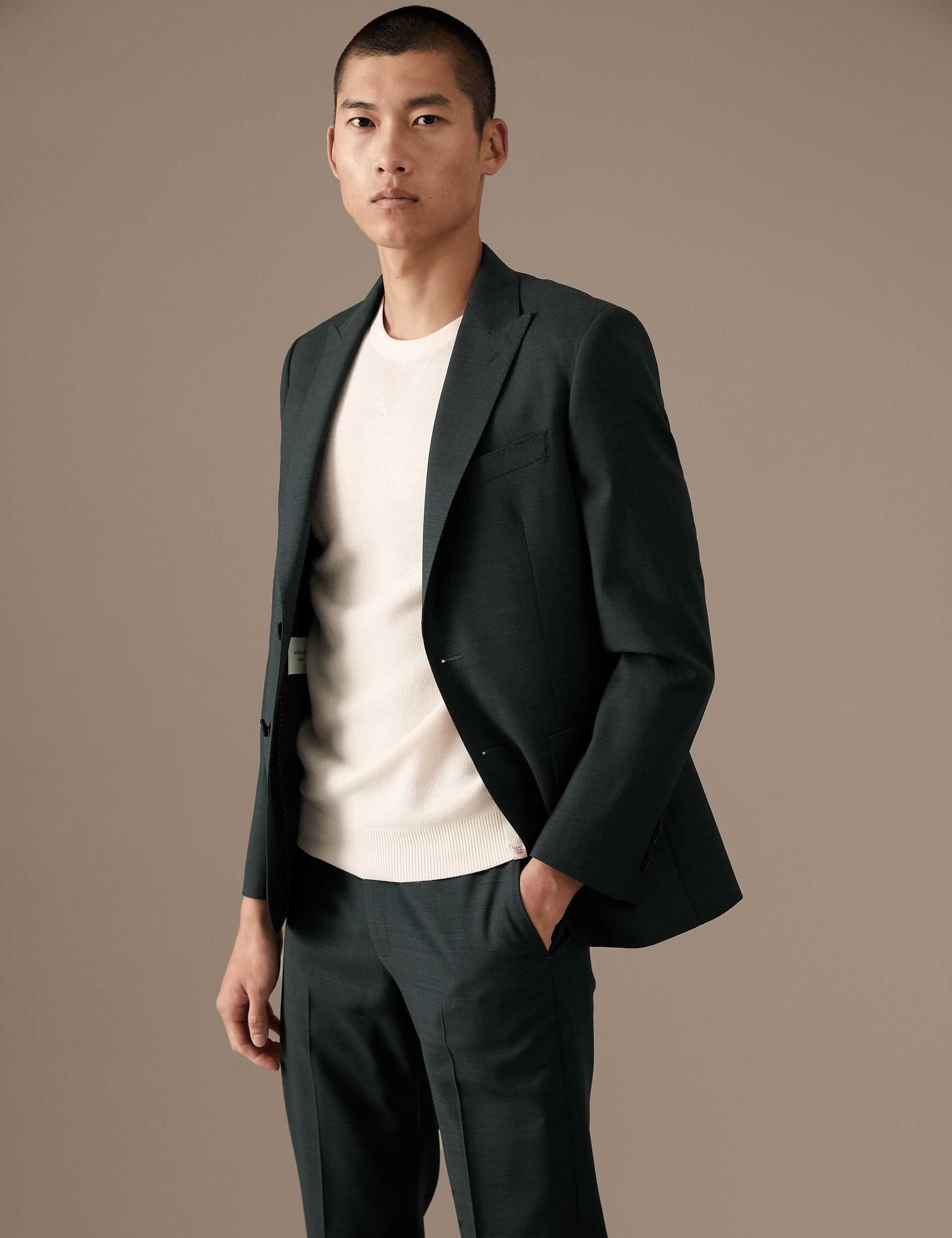 Tailored Fit Pure Wool Textured Suit | M&S