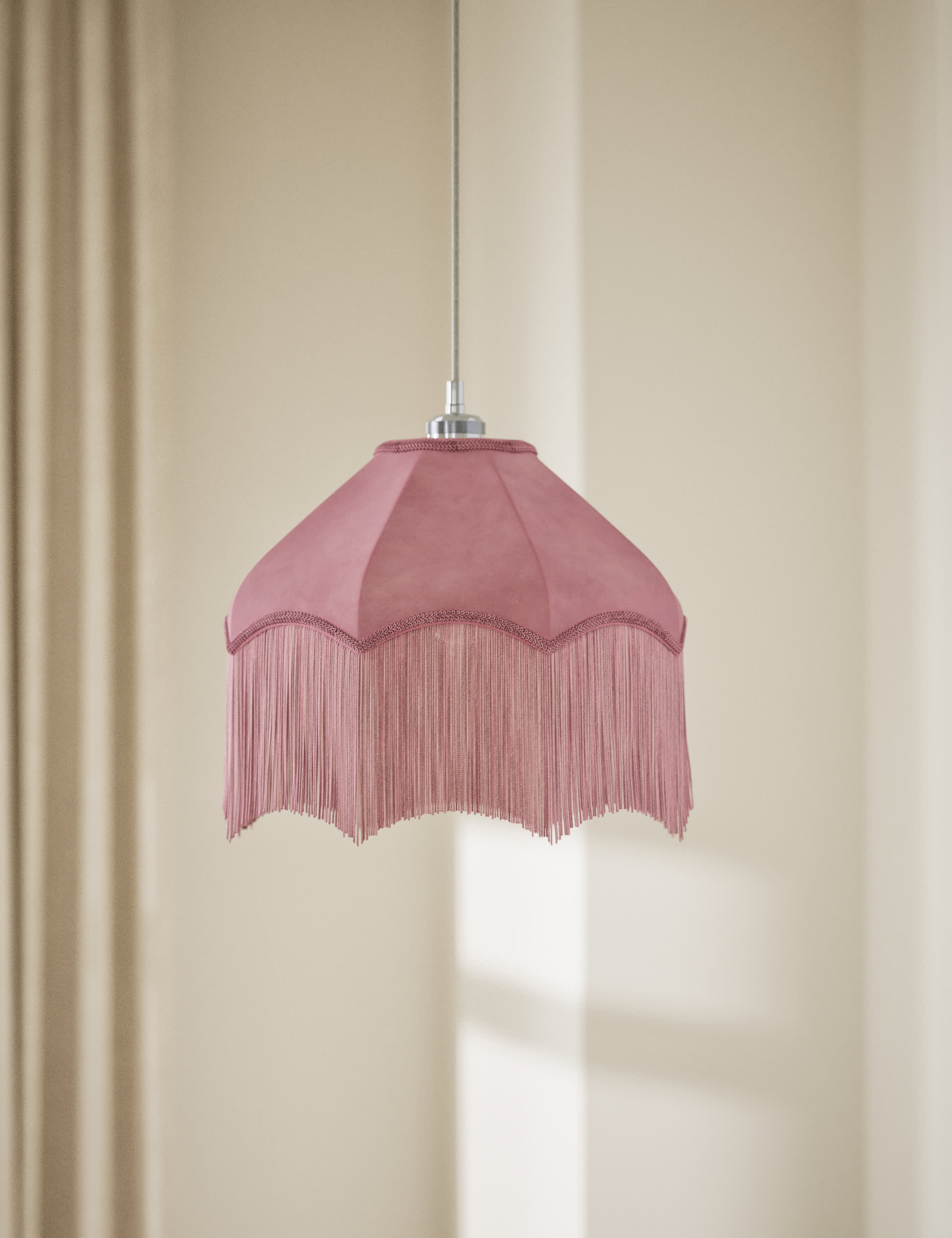 Fringed Velvet Lamp Shade | M&S Collection | M&S