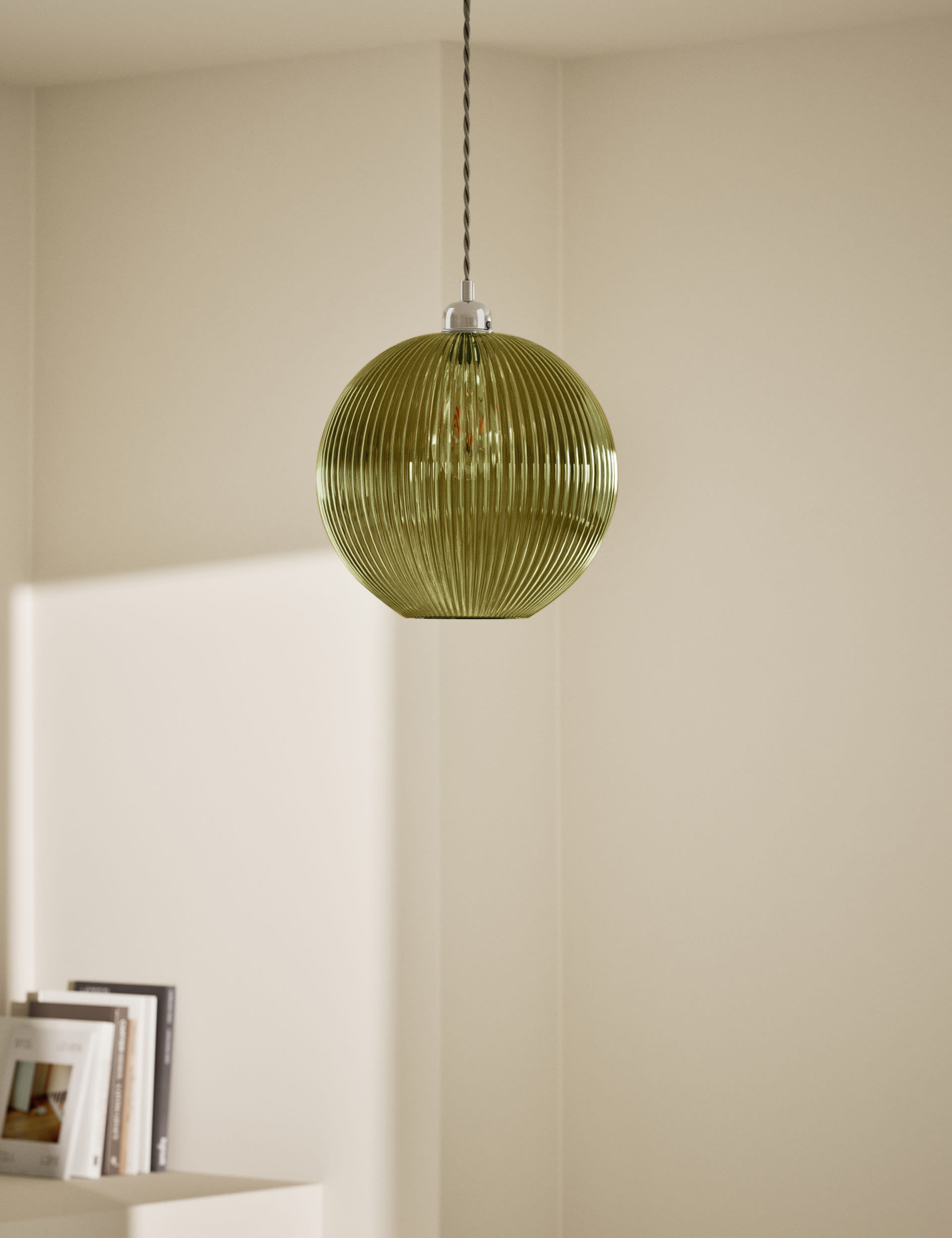Ridged Glass Ceiling Lamp Shade | M&S | M&S