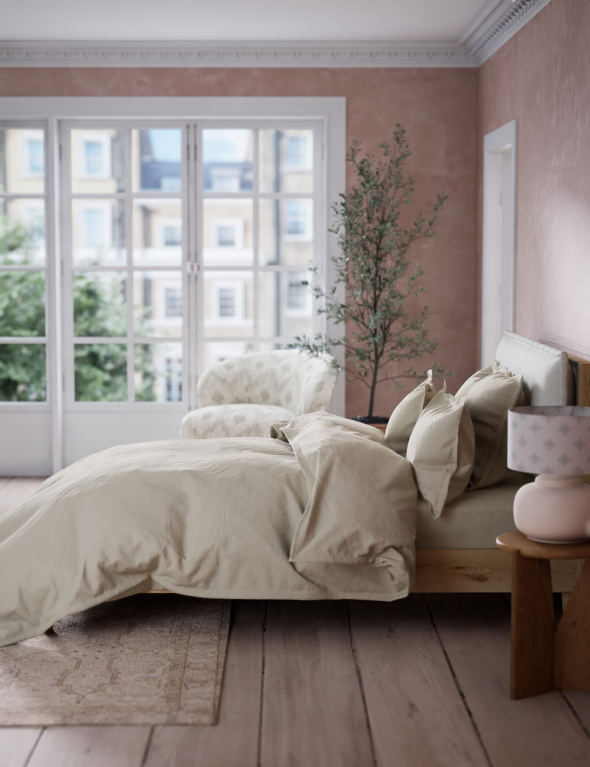 Washed Cotton Extra Deep Fitted Sheet | M&S X Fired Earth | M&S