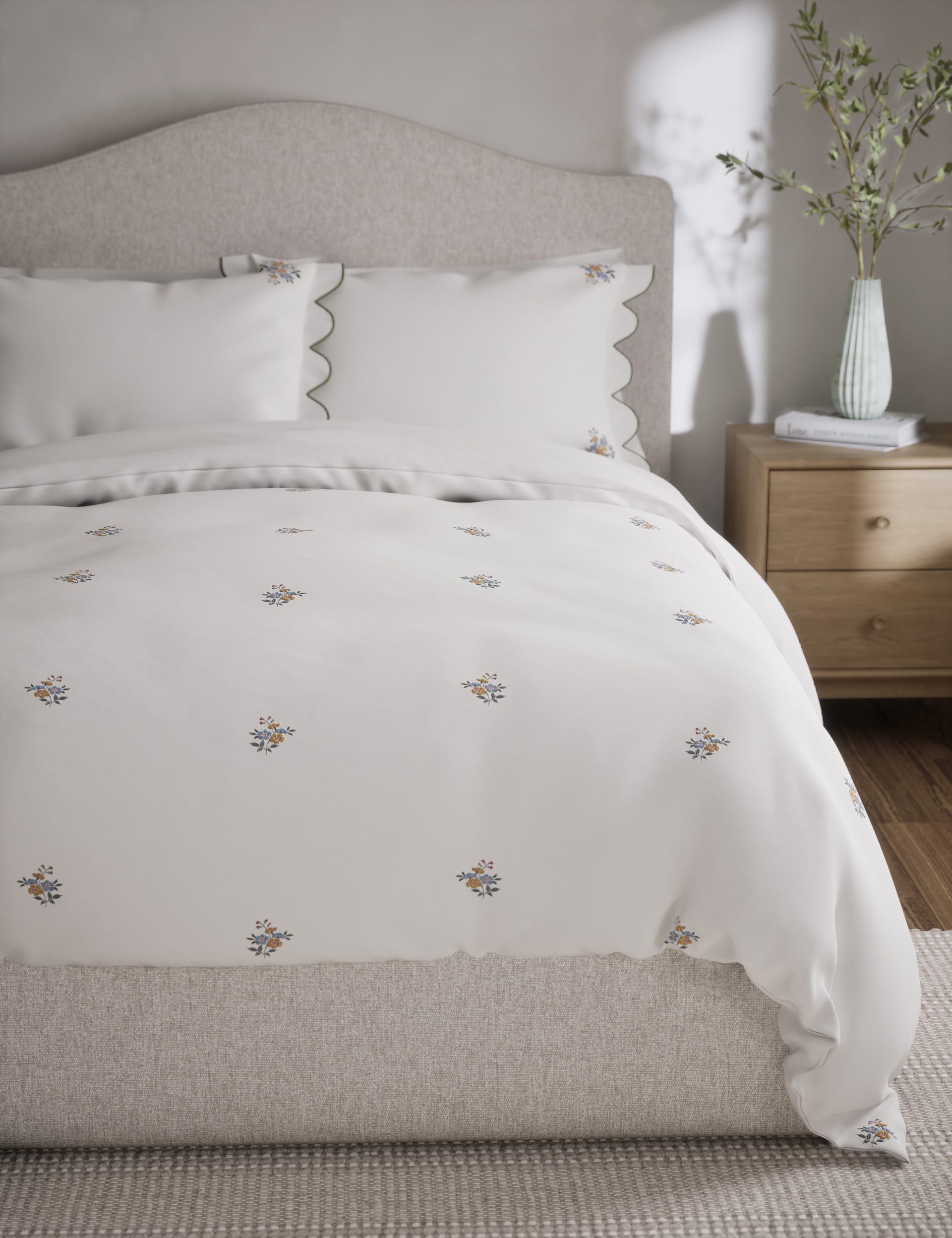 Pure Cotton Floral Embroidered Bedding Set | M&S