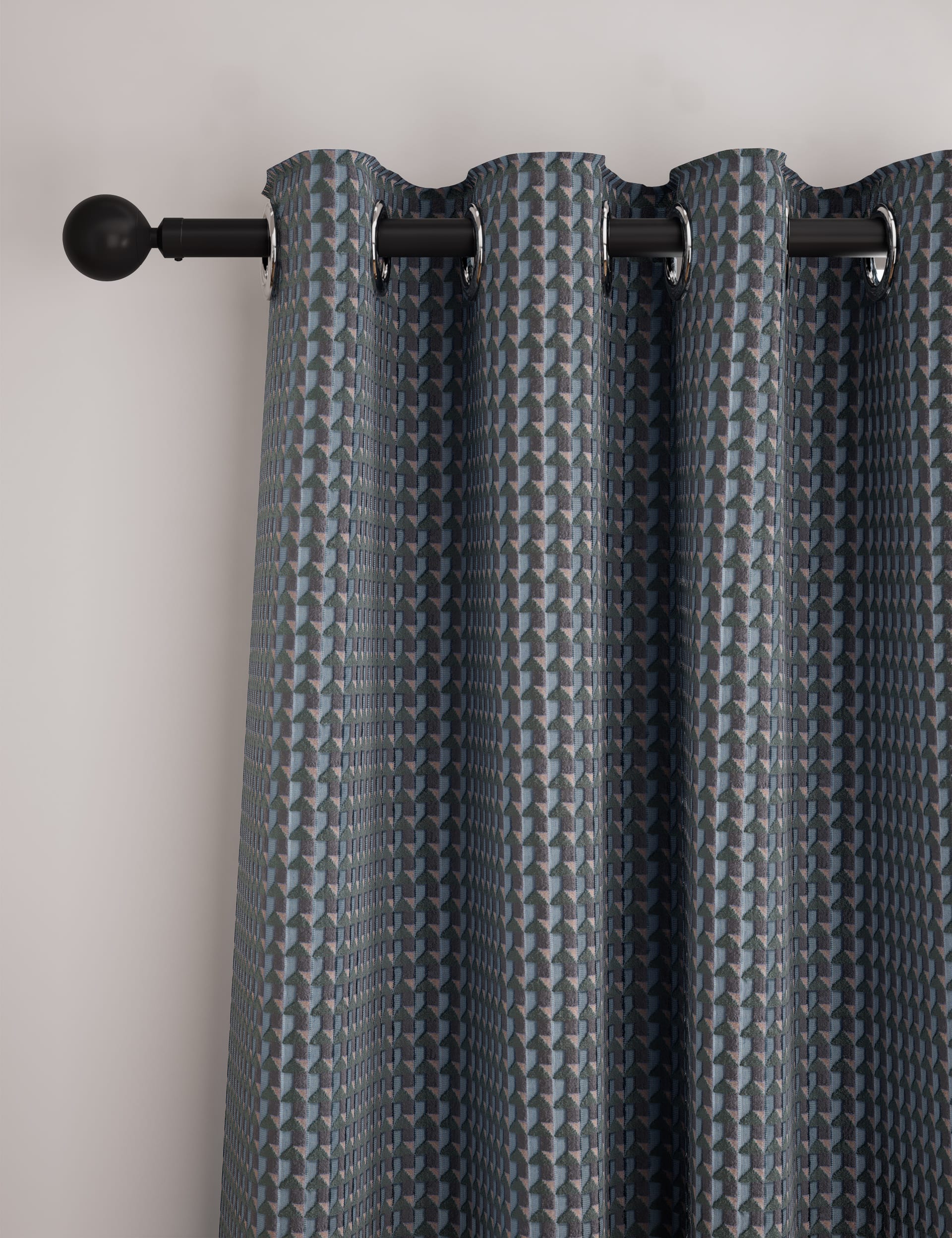 Velvet Geometric Eyelet Curtains | M&S | M&S
