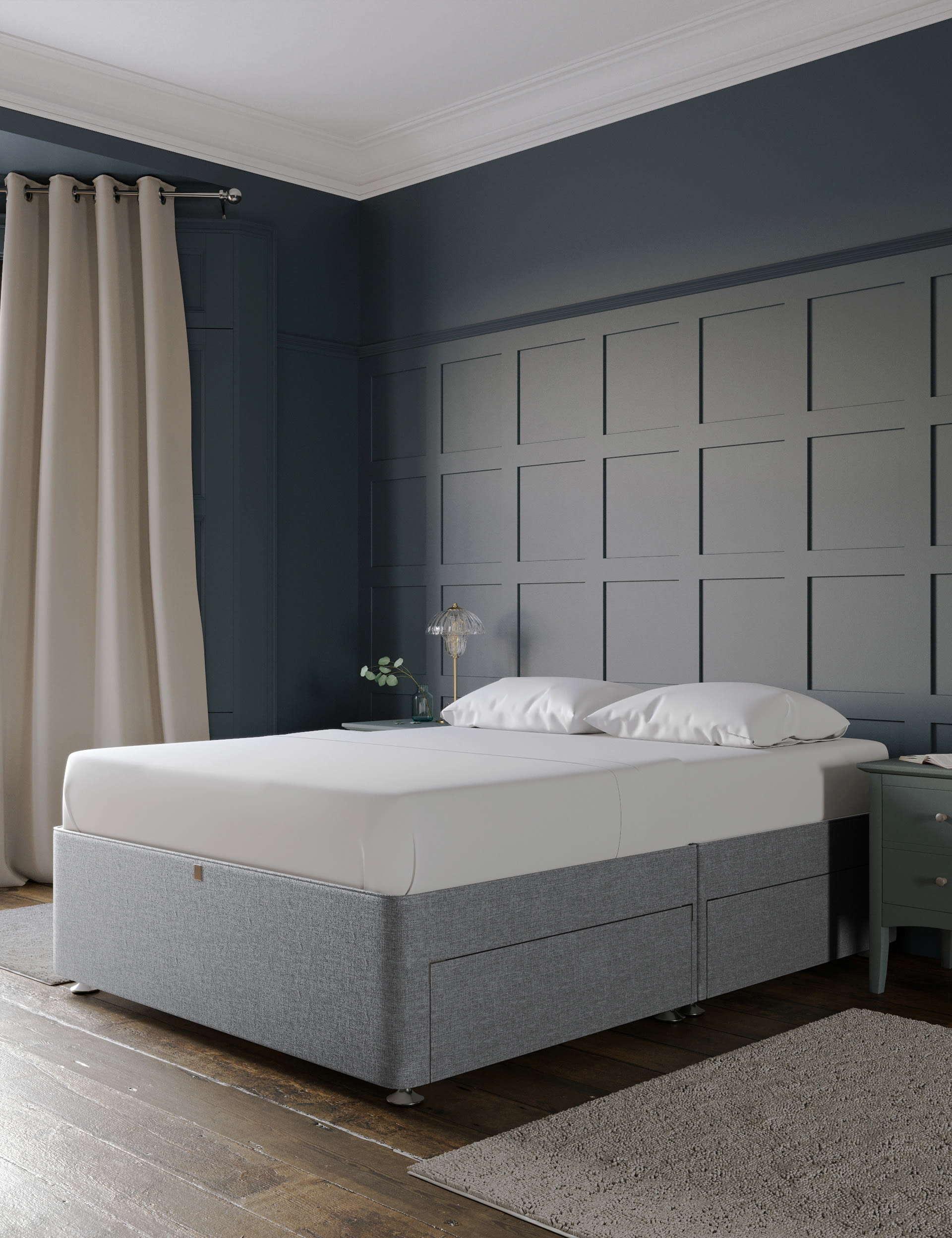 Half End Ottoman 2 Small Drawer Divan | M&S