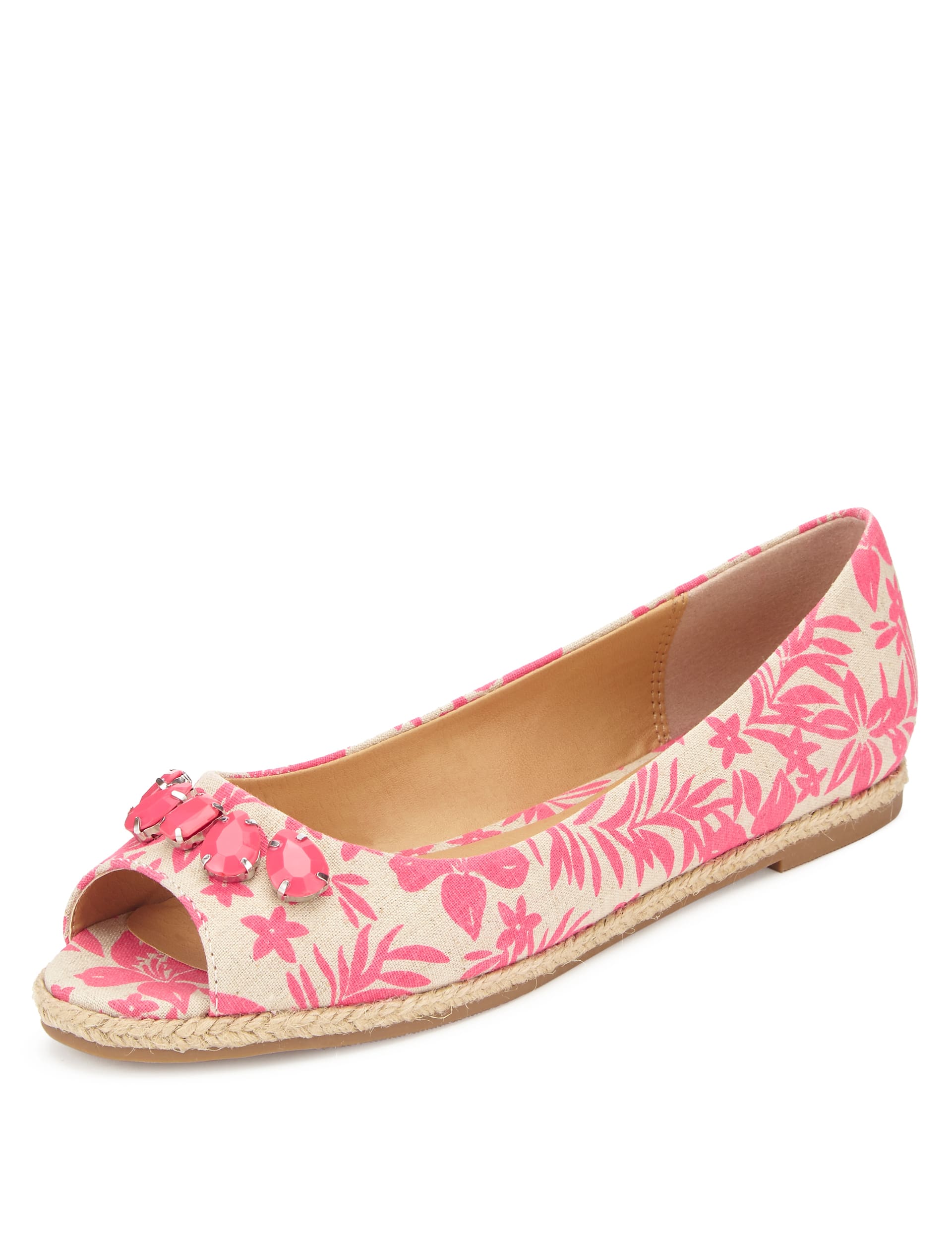 Gem Embellished Tropical Peep Toe Espadrille with Insolia Flex® | M&S ...