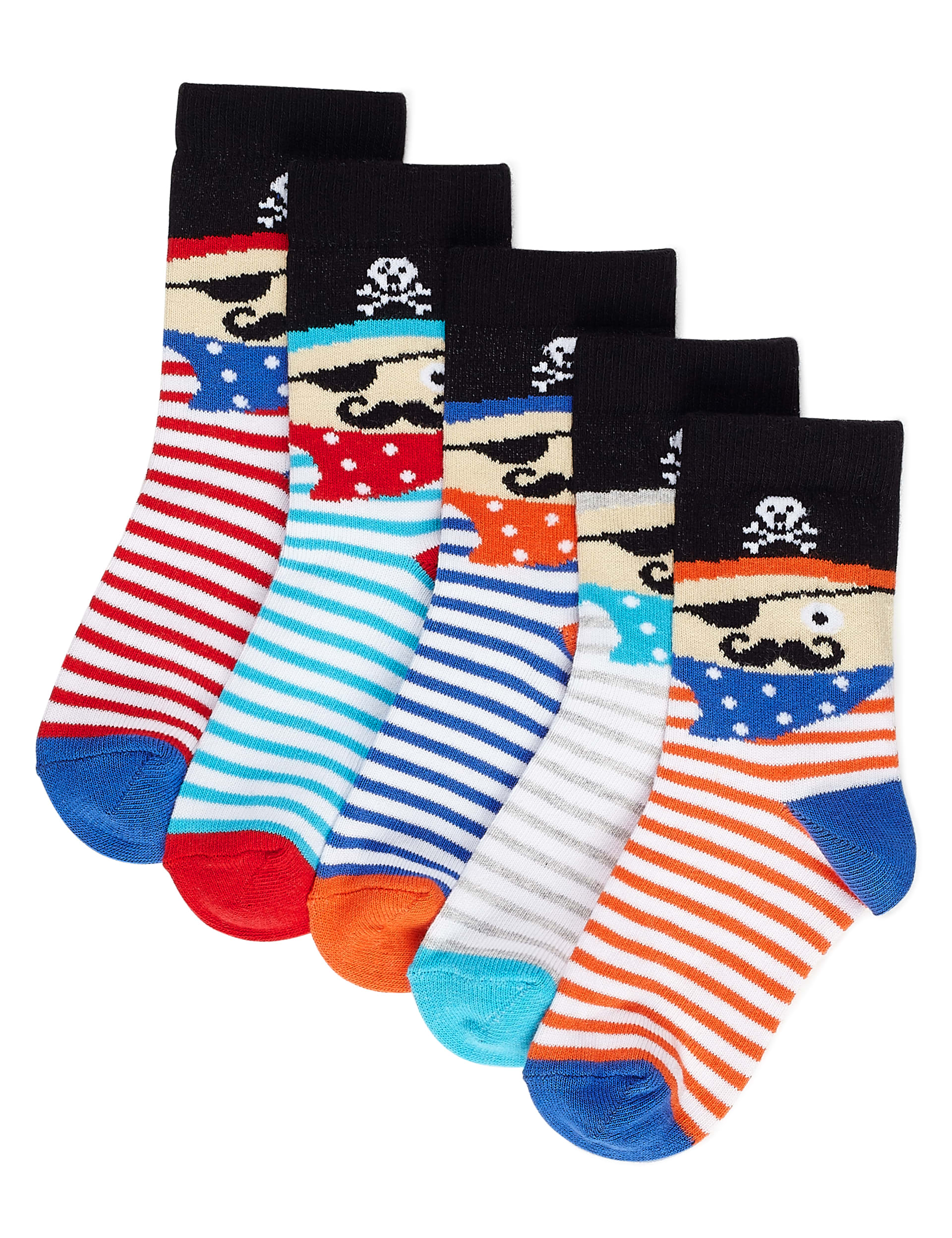5 Pairs of Freshfeet™ Cotton Rich Pirate Design Socks with Silver ...