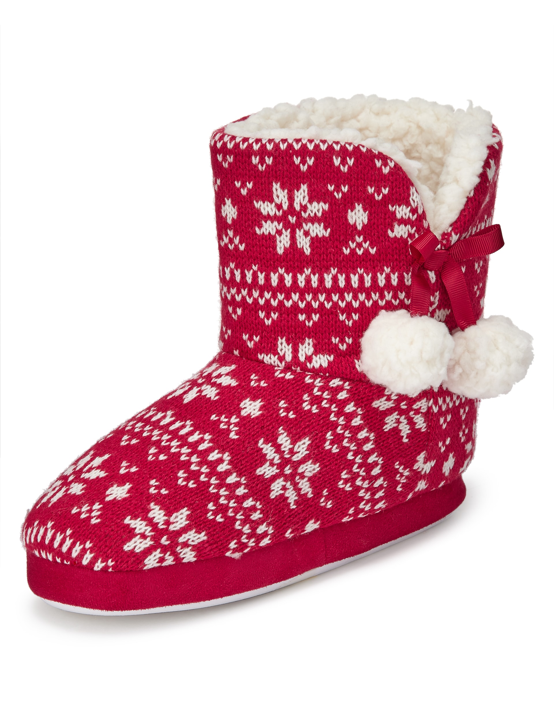 Fair Isle Pom-Pom Slipper Boots | M&S