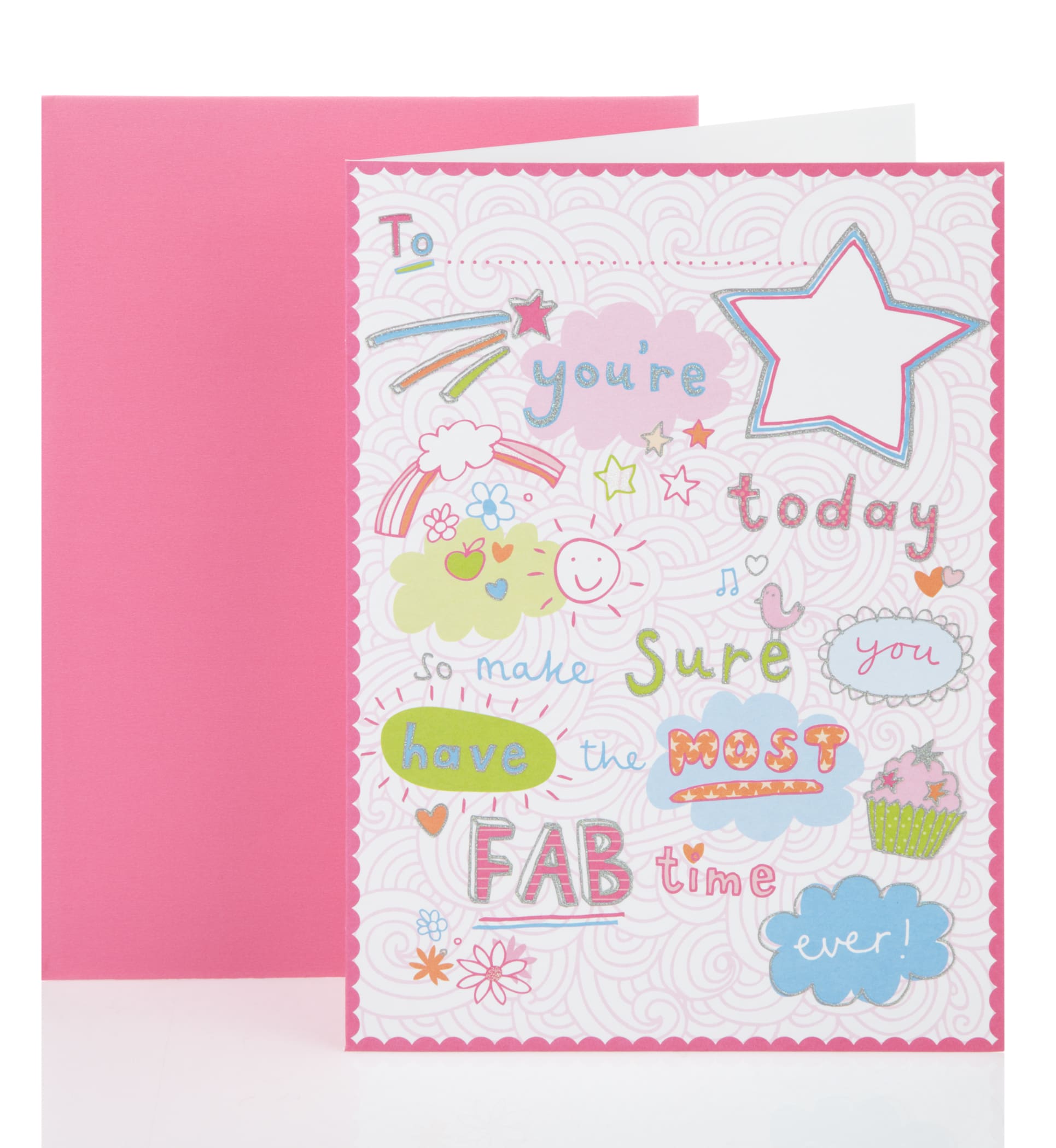 Girly Drawings Name & Age Greetings Card | M&S