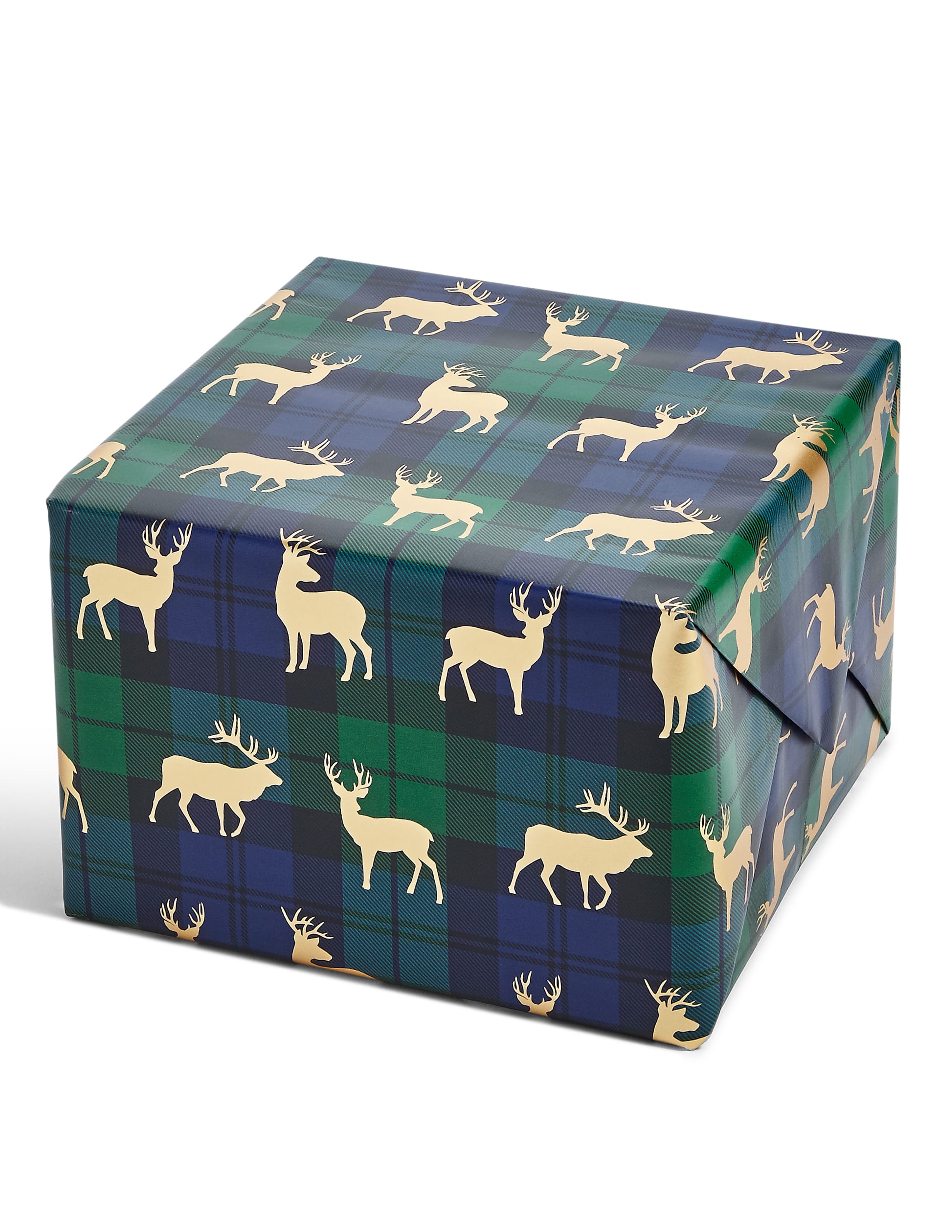 Joyeux Noel Blue Green Tartan 3m Christmas Wrapping Paper M S