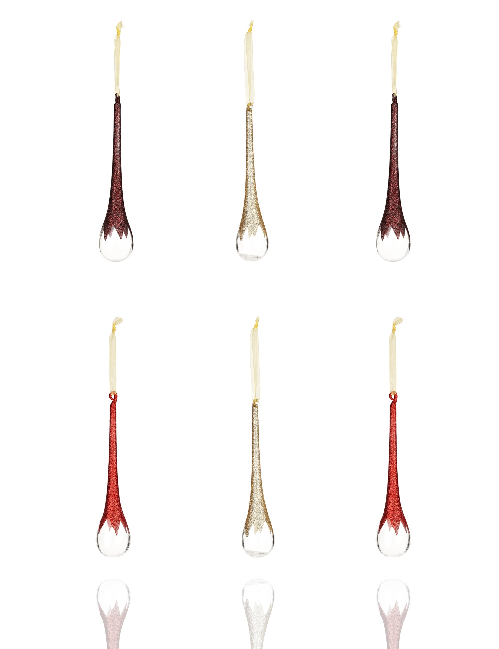 6 Red & Gold Glitter Drops | M&S