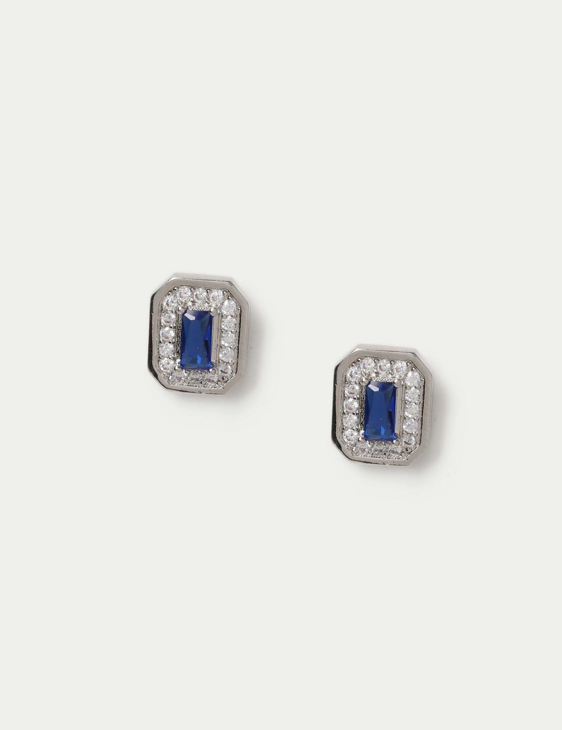 Platinum Plated Rectangle Earrings | M&S