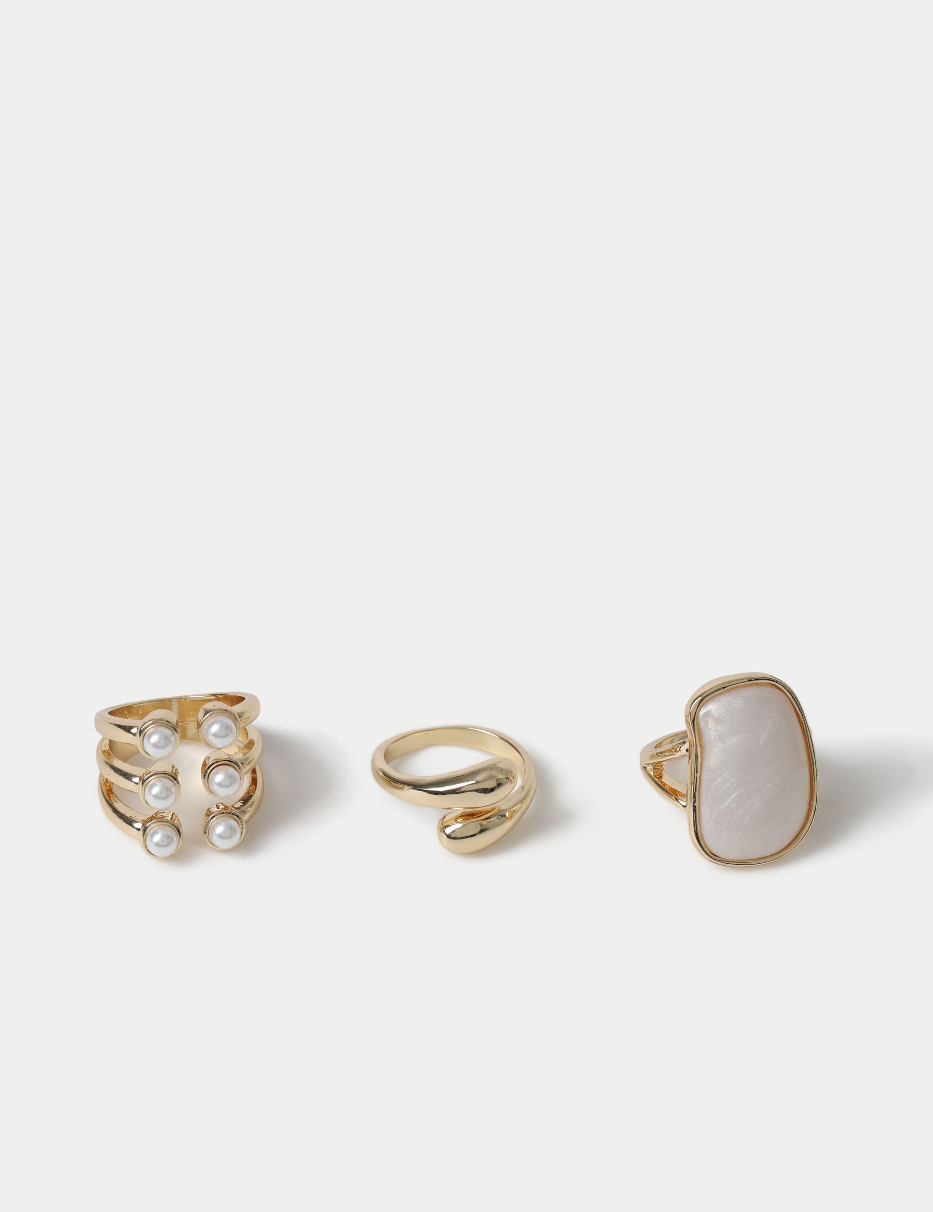 3 Pack Pearl Ring Set | M&S