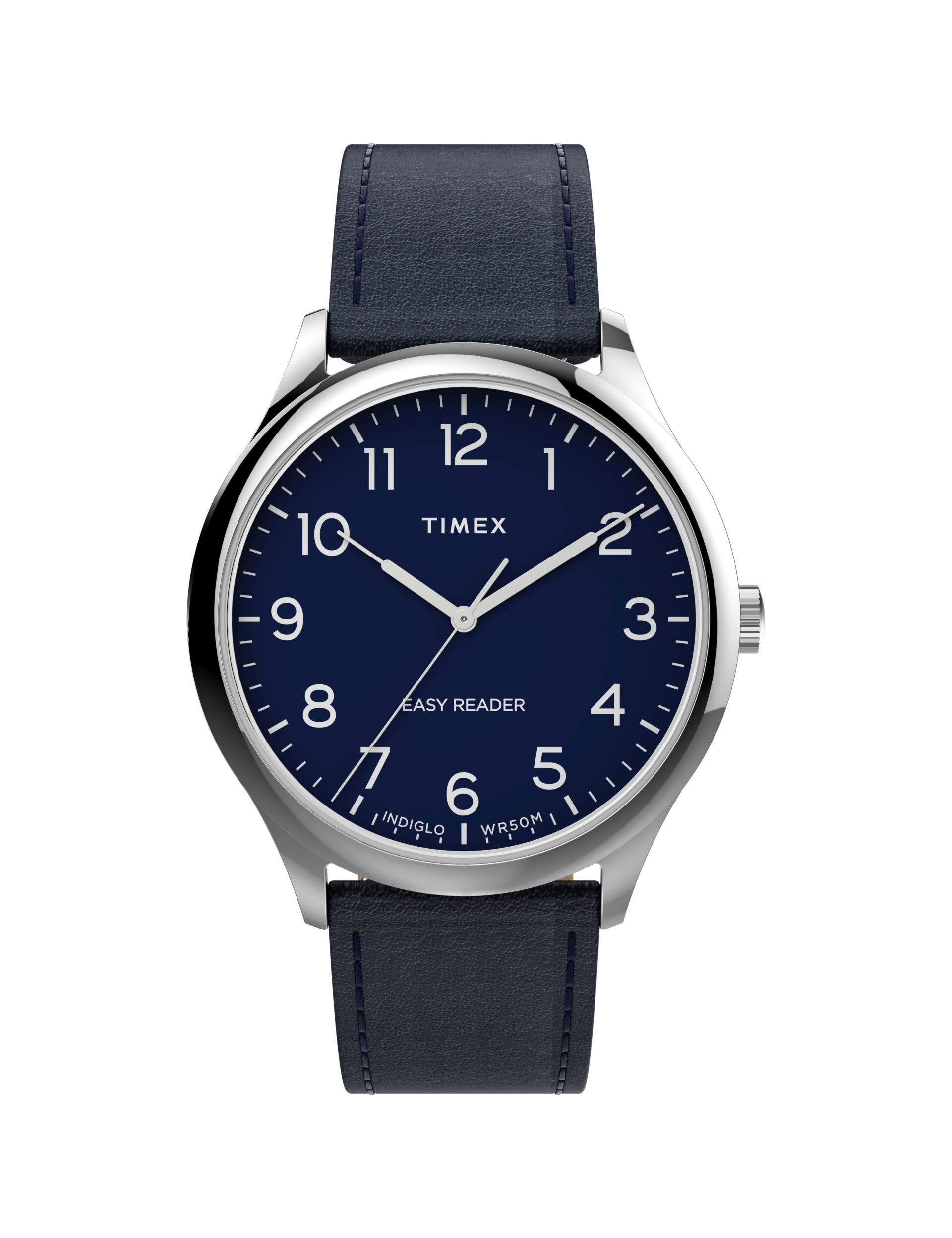 Timex Essential Collection Blue Leather Watch | Timex | M&S