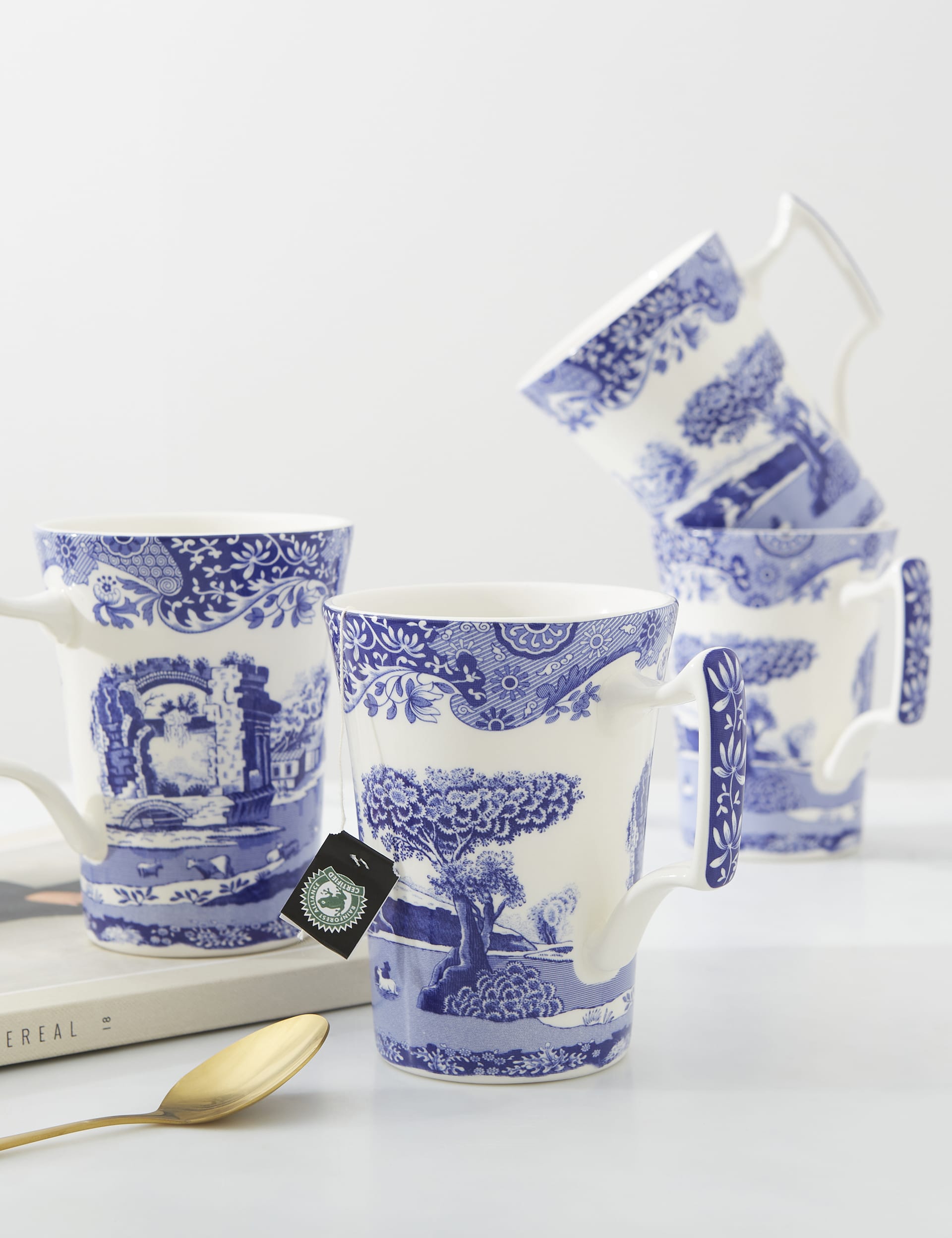 Set of 4 BIue Italian Mugs | Spode | M&S