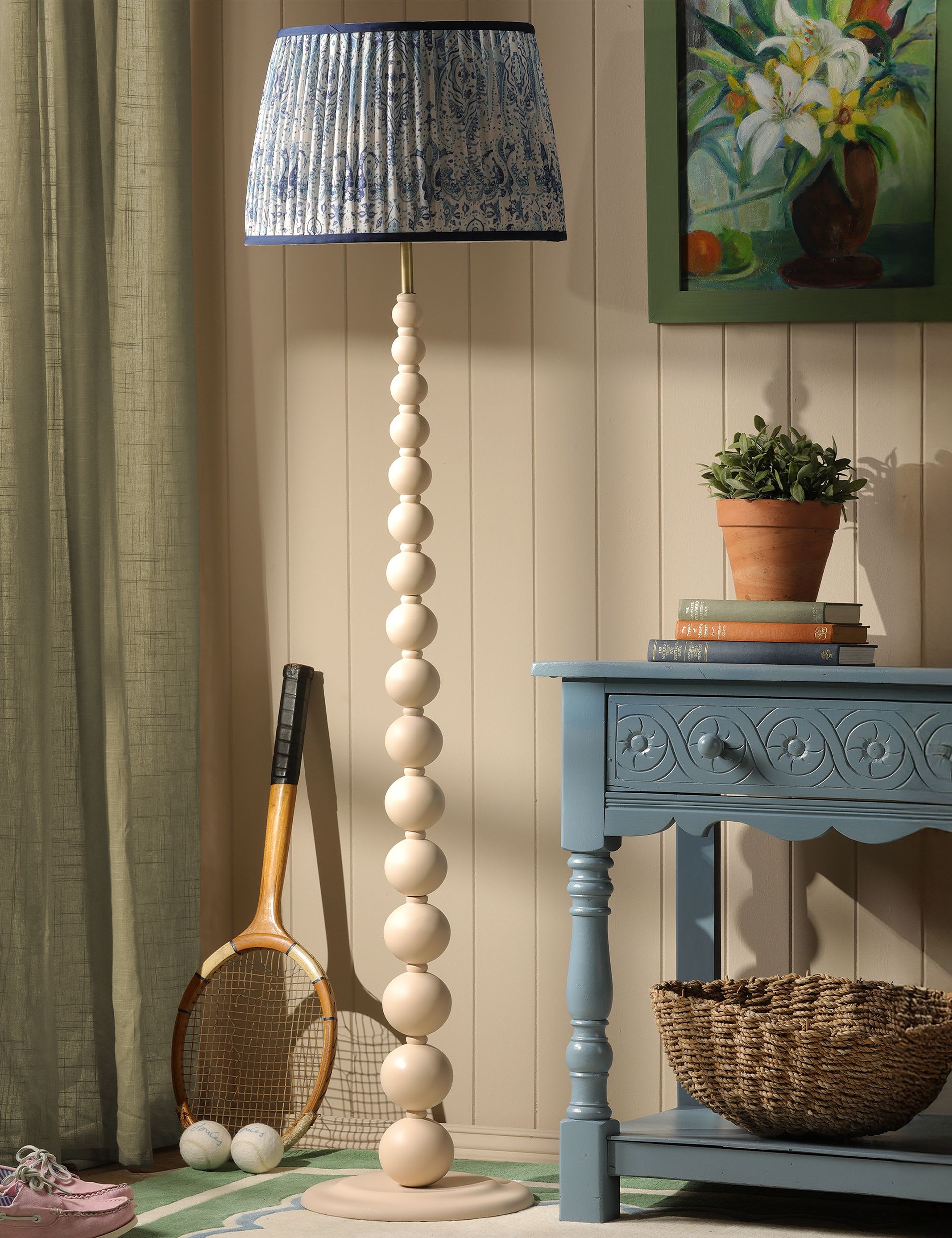 Harewood Wood Bobbin Floor Lamp | Joules Home Lighting | M&S