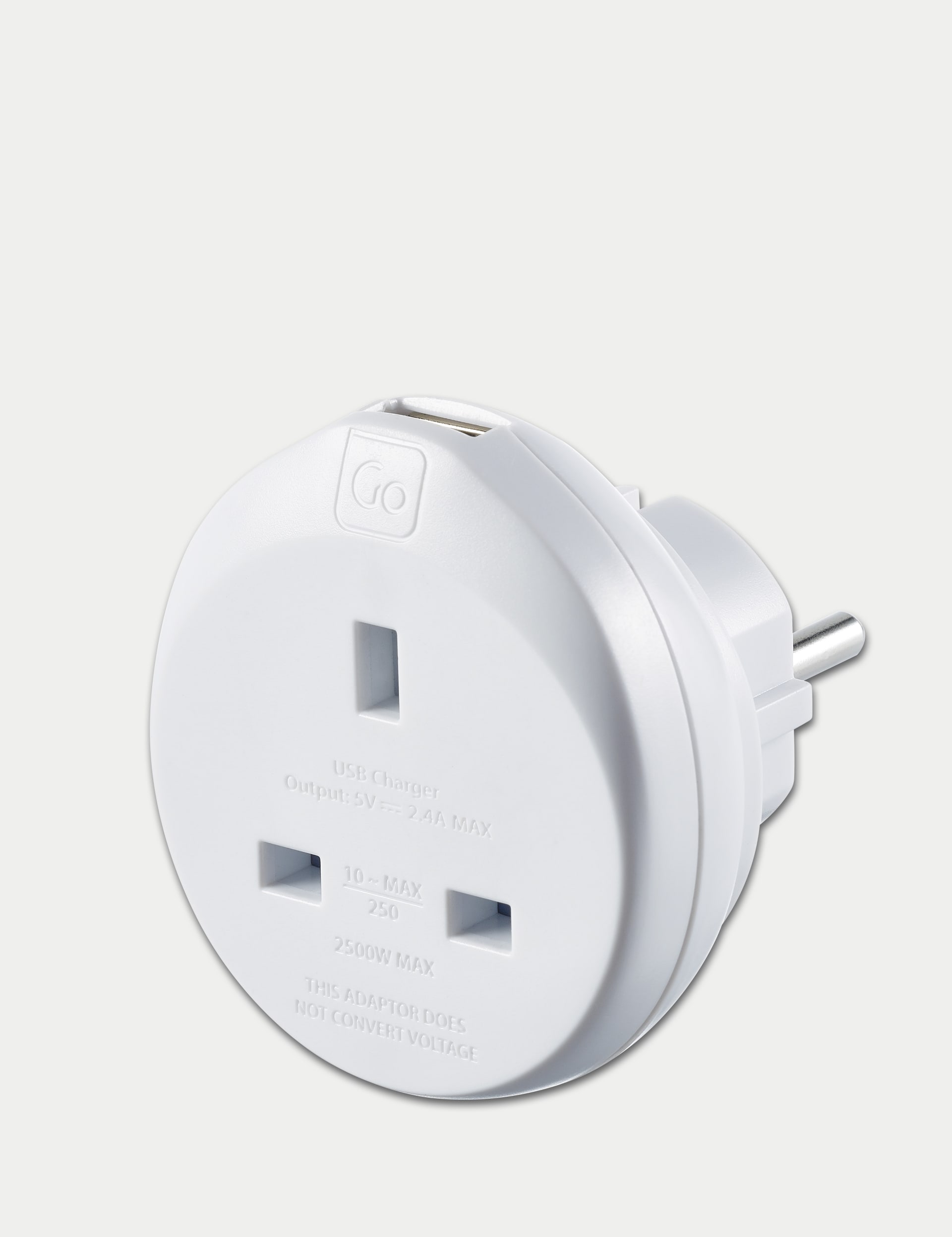 UK-EU Travel Adaptor with USB | Go Travel | M&S