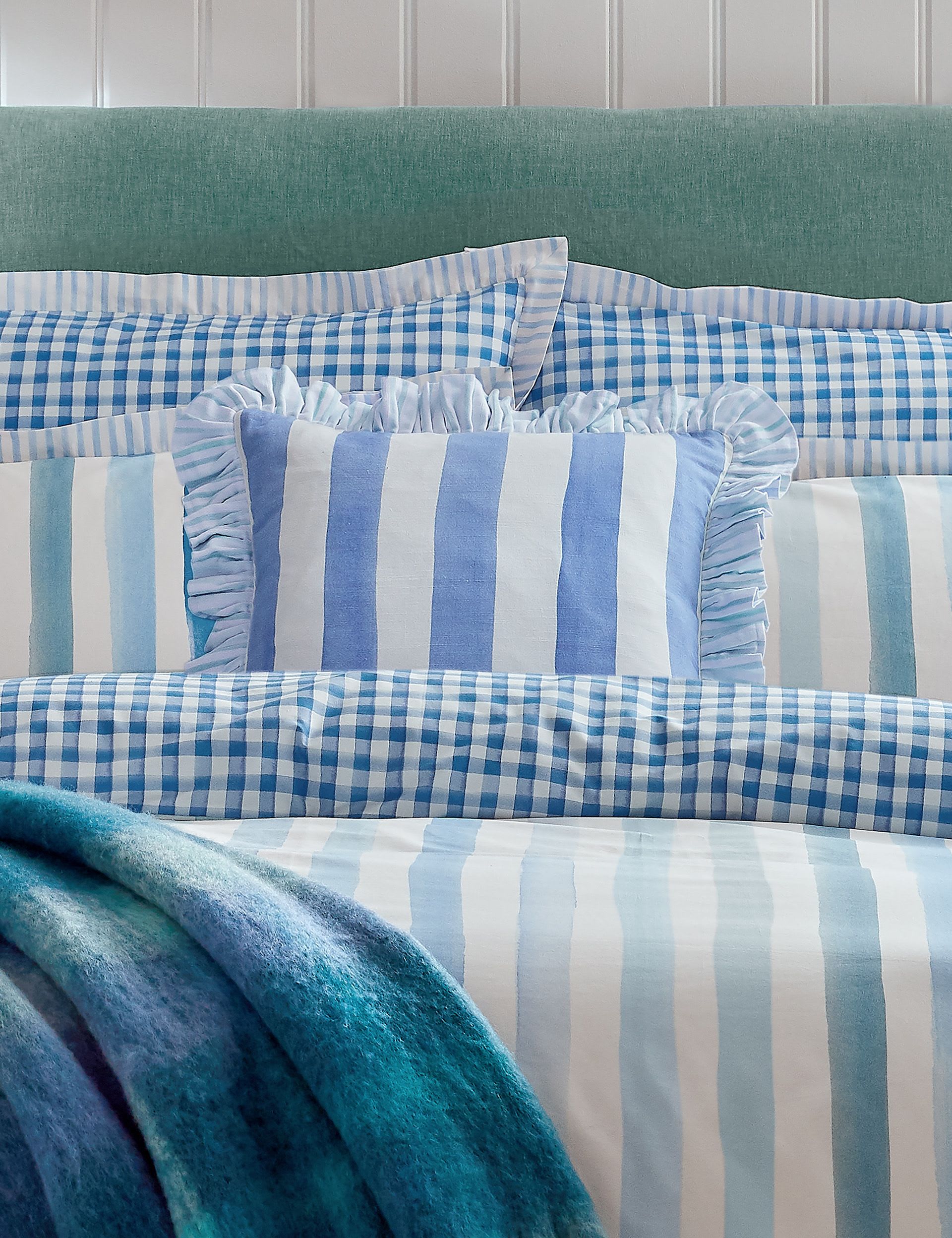 Pure Cotton Striped Cushion | Bluebellgray | M&S