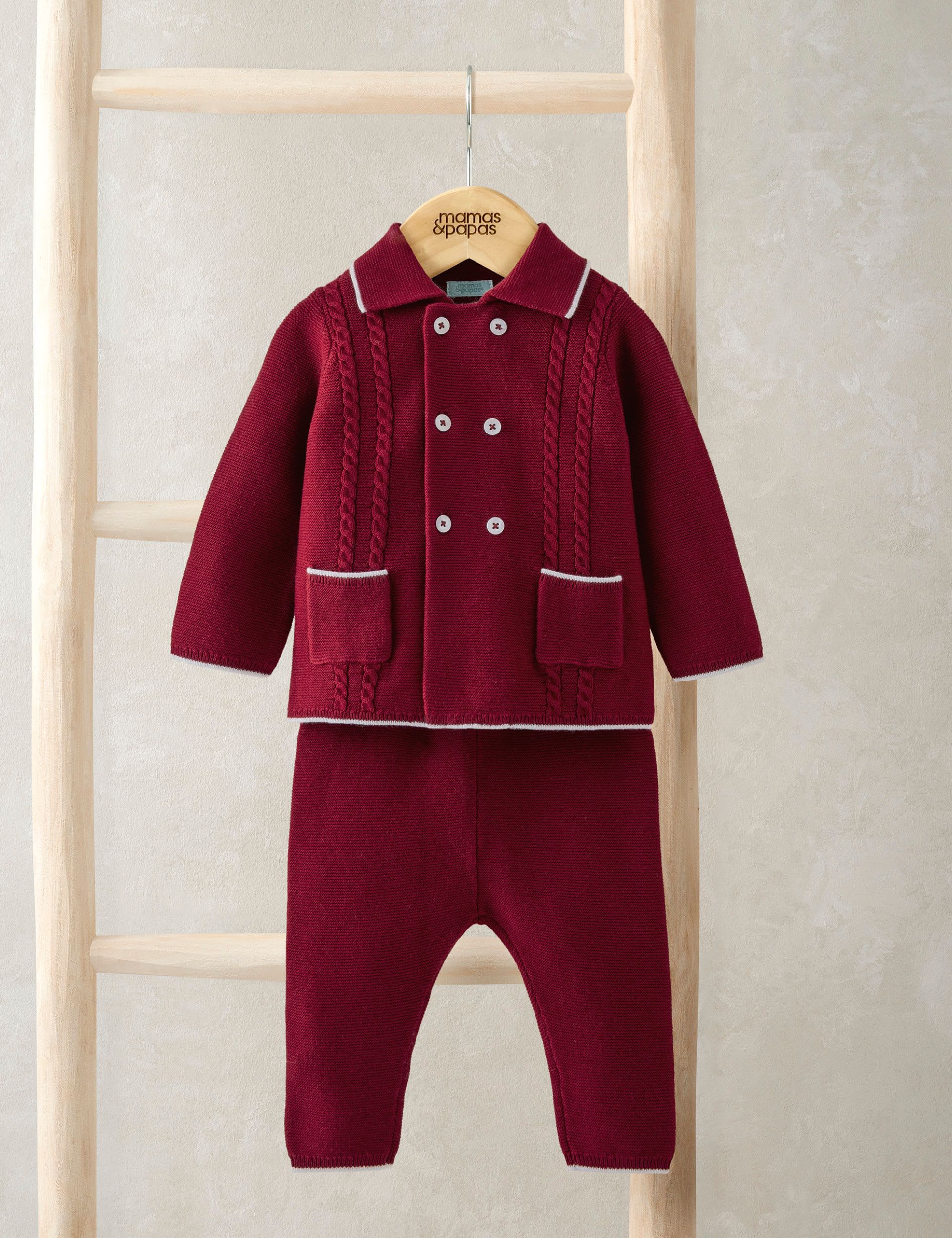 2pc Pure Cotton Cable Knit Outfit (0-18 Mths) | Mamas & Papas | M&S