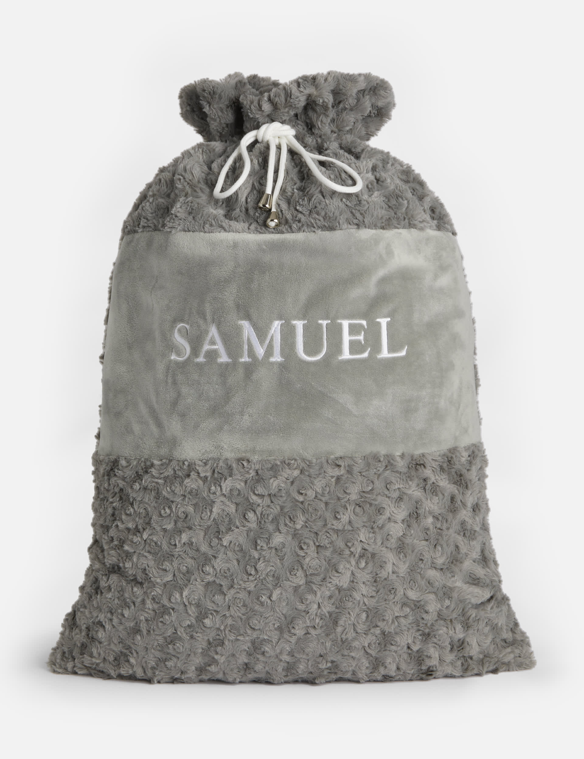 Personalised Name Grey Plush Santa Sack by Dollymix | Dollymix | M&S