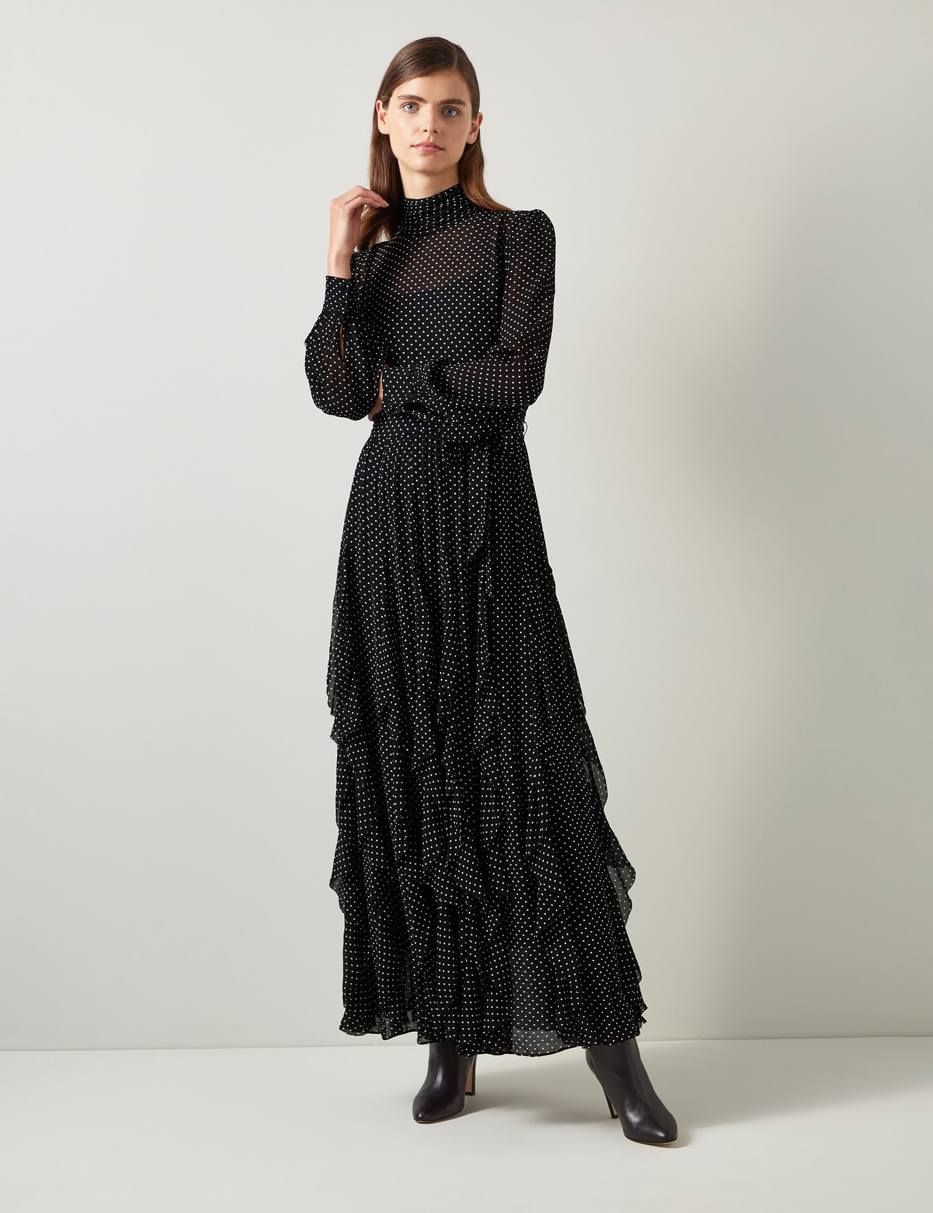 Lucie Black & Ivory Polkadot Maxi Dress | LK BENNETT | M&S