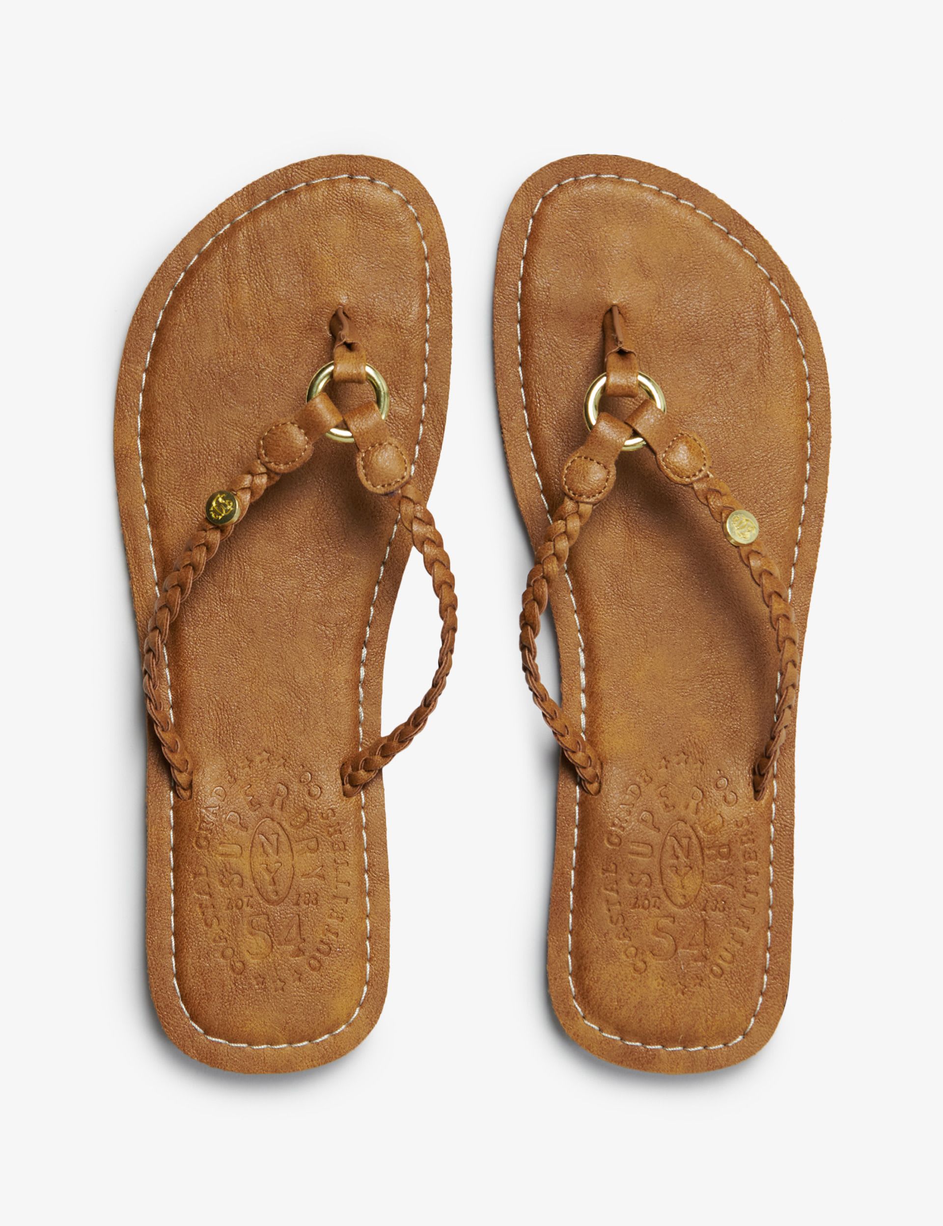 Faux Leather Braided Flat Flip Flop Sandals | Superdry & Co | M&S
