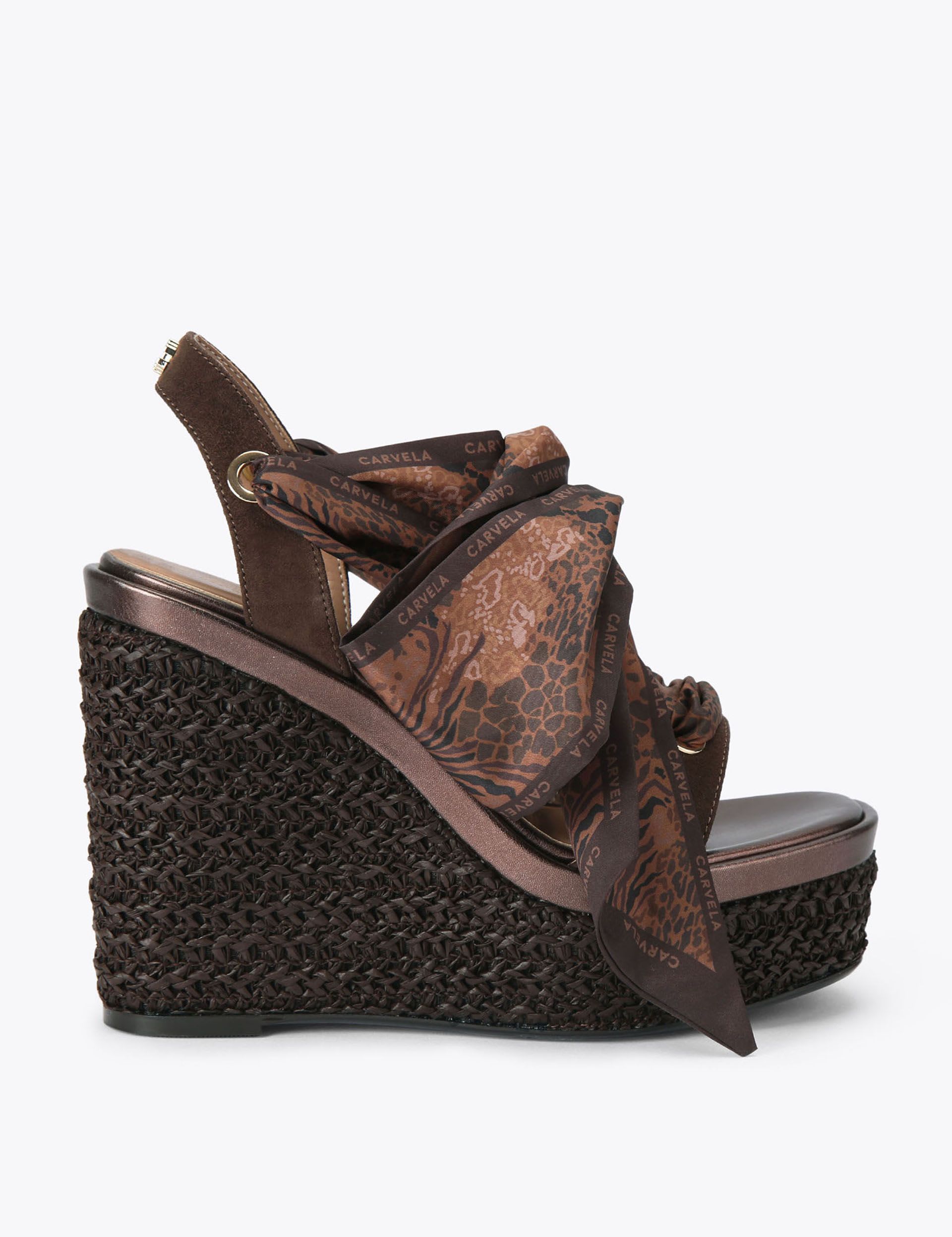Suede Scarf Tie Wedge Open Toe Sandals | Carvela | M&S