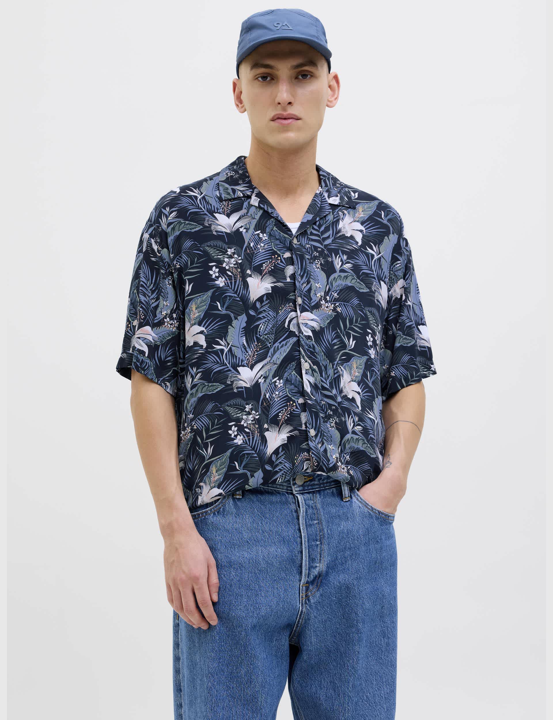 Hawaiian Cuban Collar Shirt | JACK & JONES | M&S