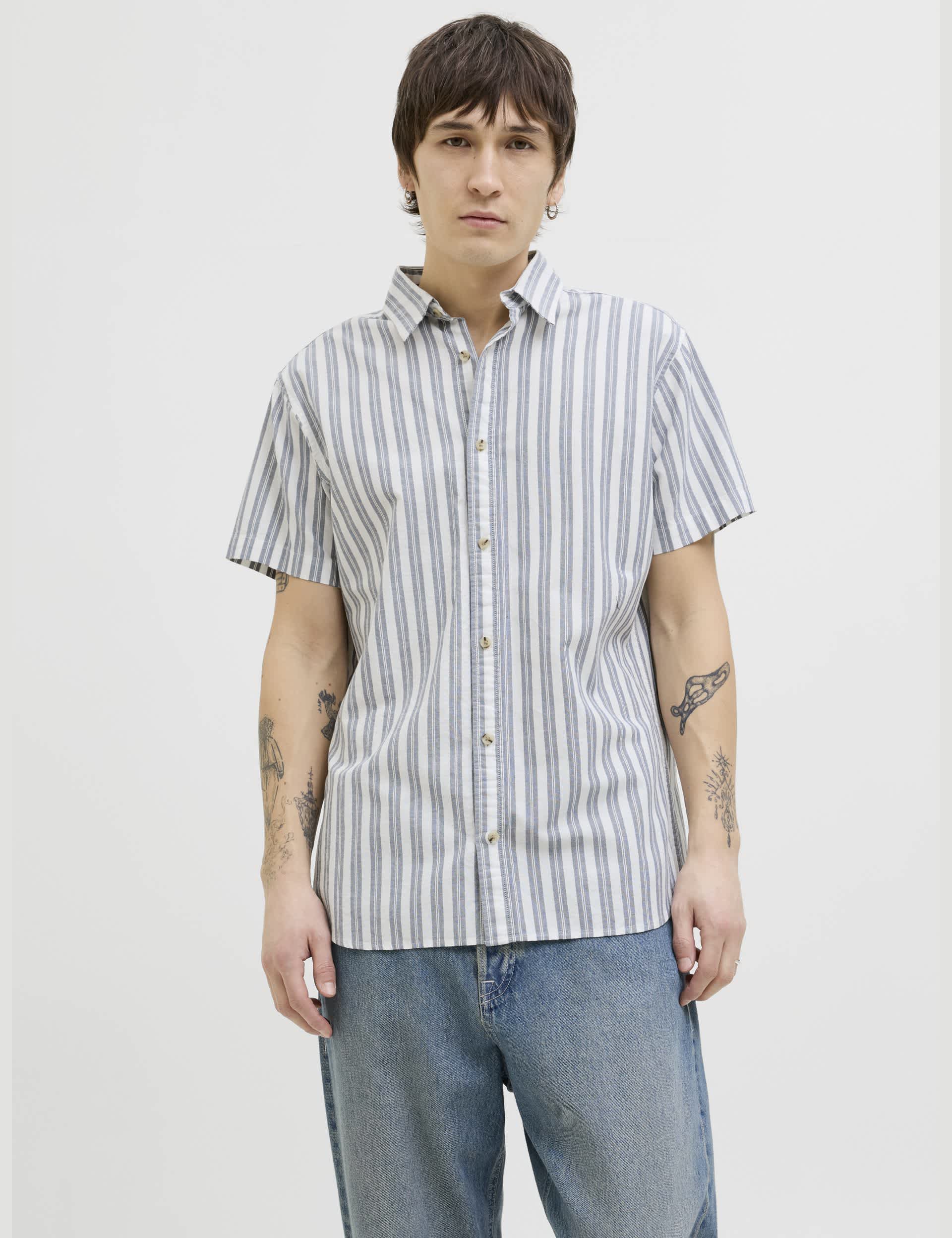 Pure Cotton Striped Oxford Shirt | JACK & JONES | M&S IE