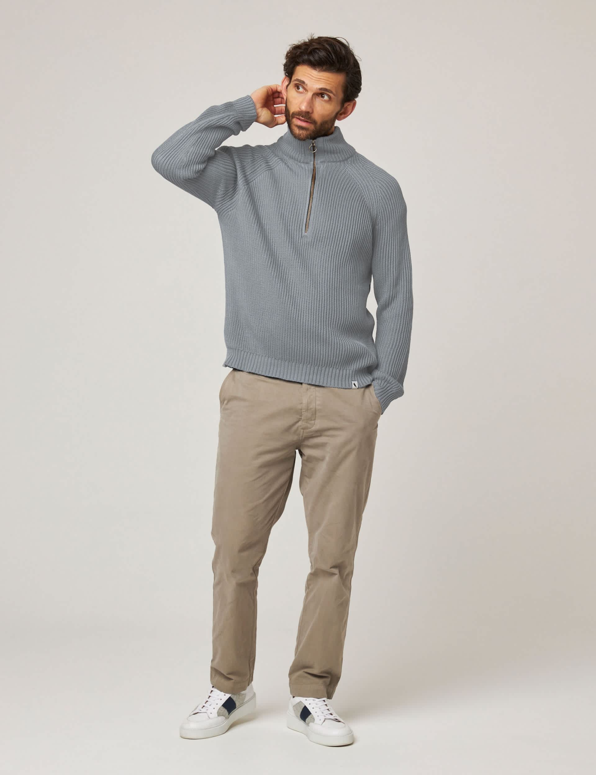 Pure Cotton Ribbed Quarter Zip Jumper | Peregrine | M&S