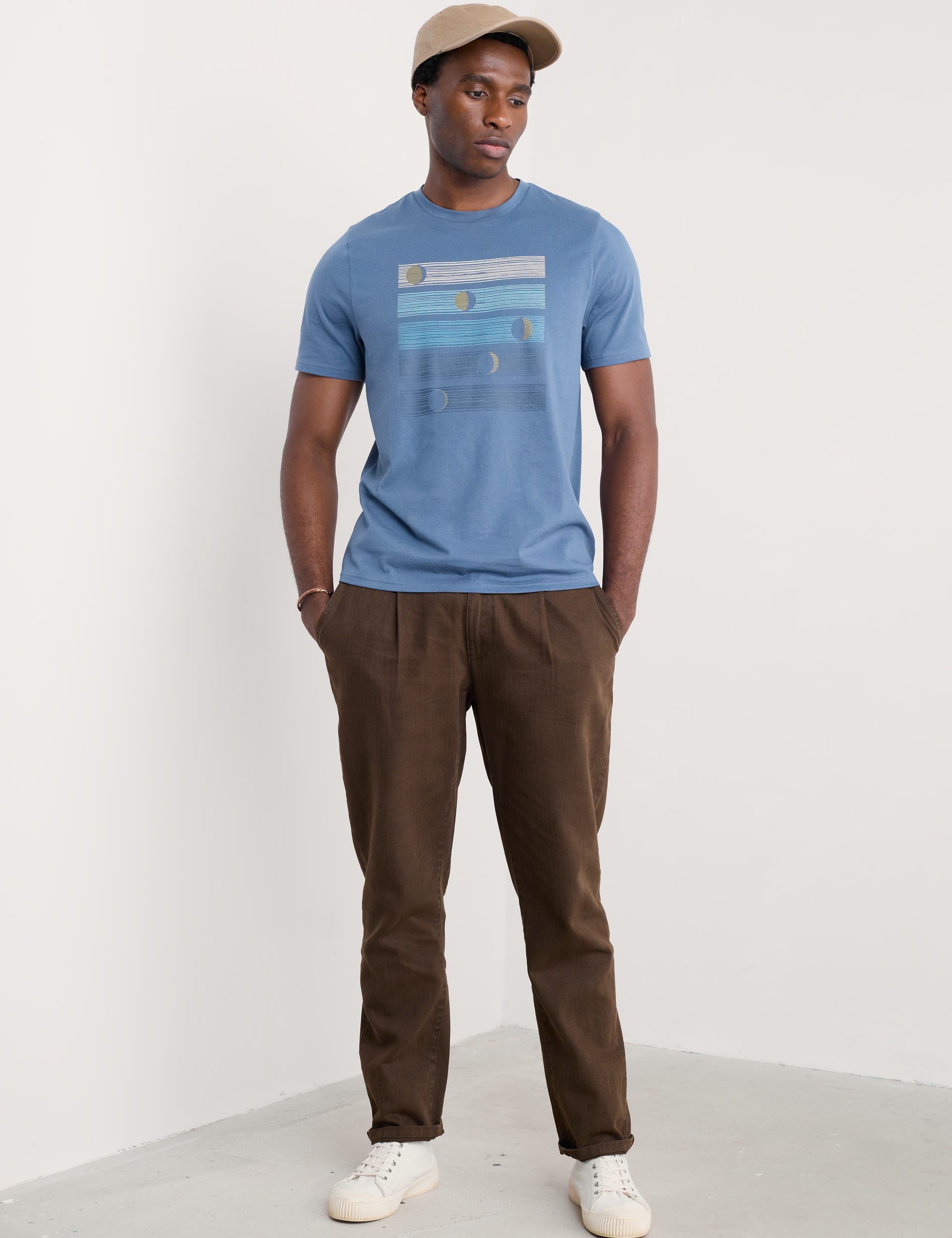 Pure Cotton Moon Graphic Crew Neck T-Shirt | Seasalt Cornwall | M&S