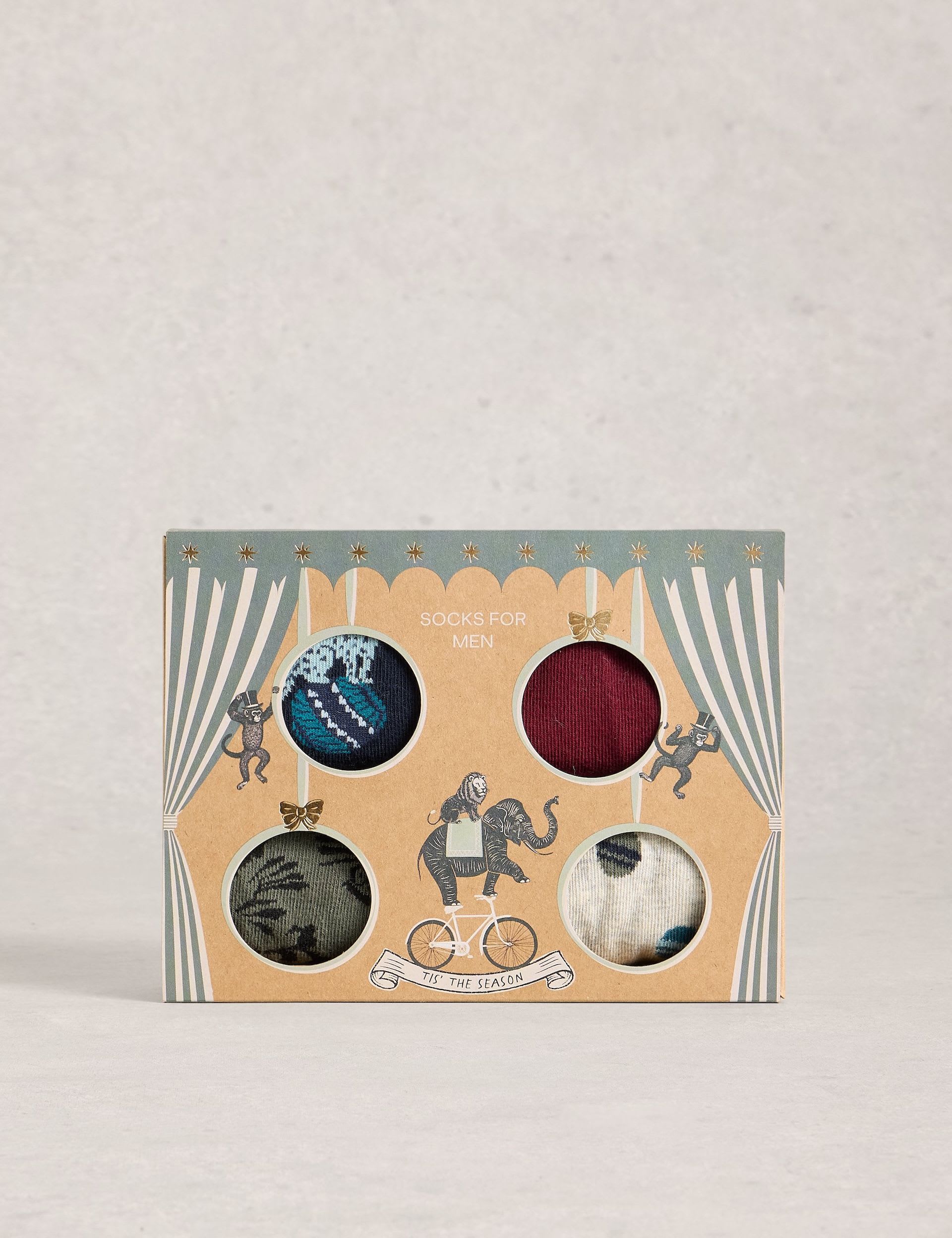 4 Pack Circus Cotton Rich Socks in a Box | White Stuff | M&S