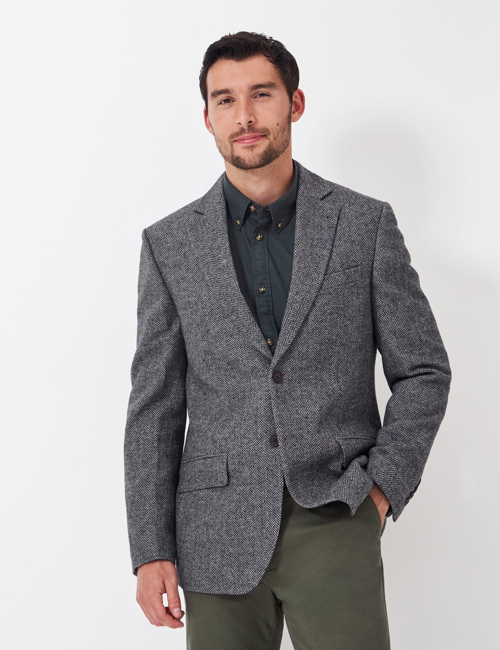 Wool Rich Herringbone Blazer | Crew Clothing | M&S