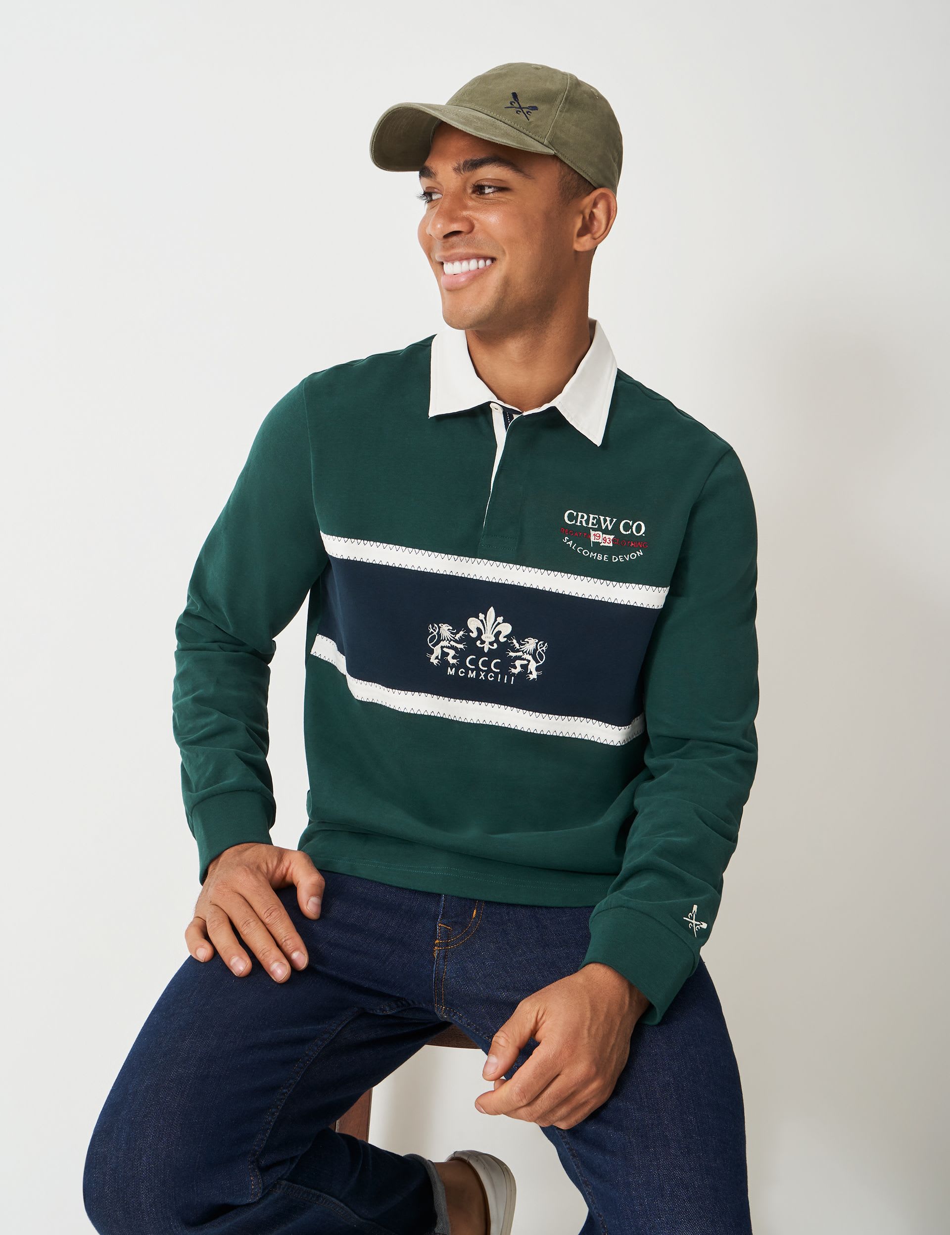 Pure Cotton Embroidered Crest Rugby Shirt | Crew Clothing | M&S