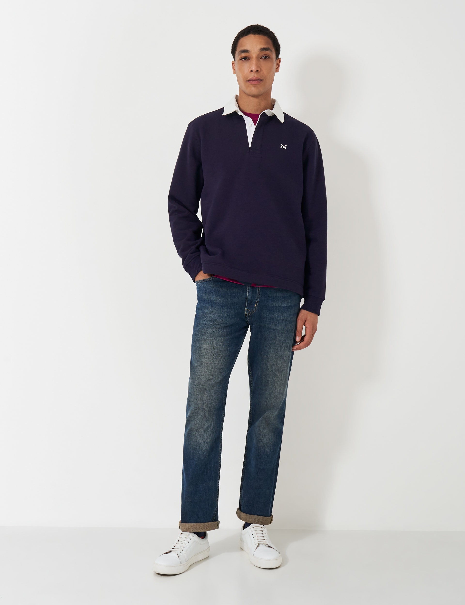 Cotton Rich Contrast Collar Rugby Shirt | Crew Clothing | M&S