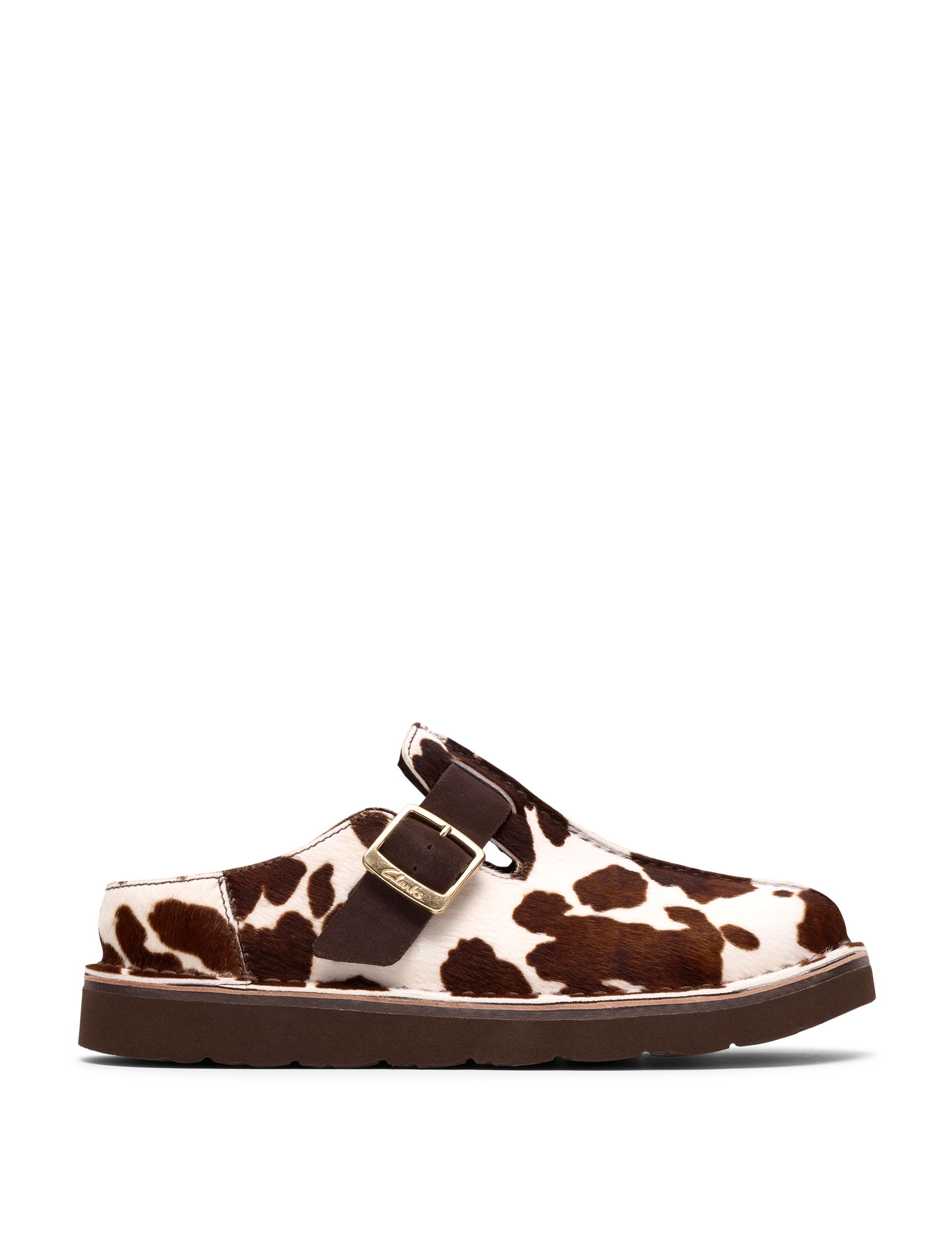 Leather Cow Print Buckle Mules | Clarks | M&S