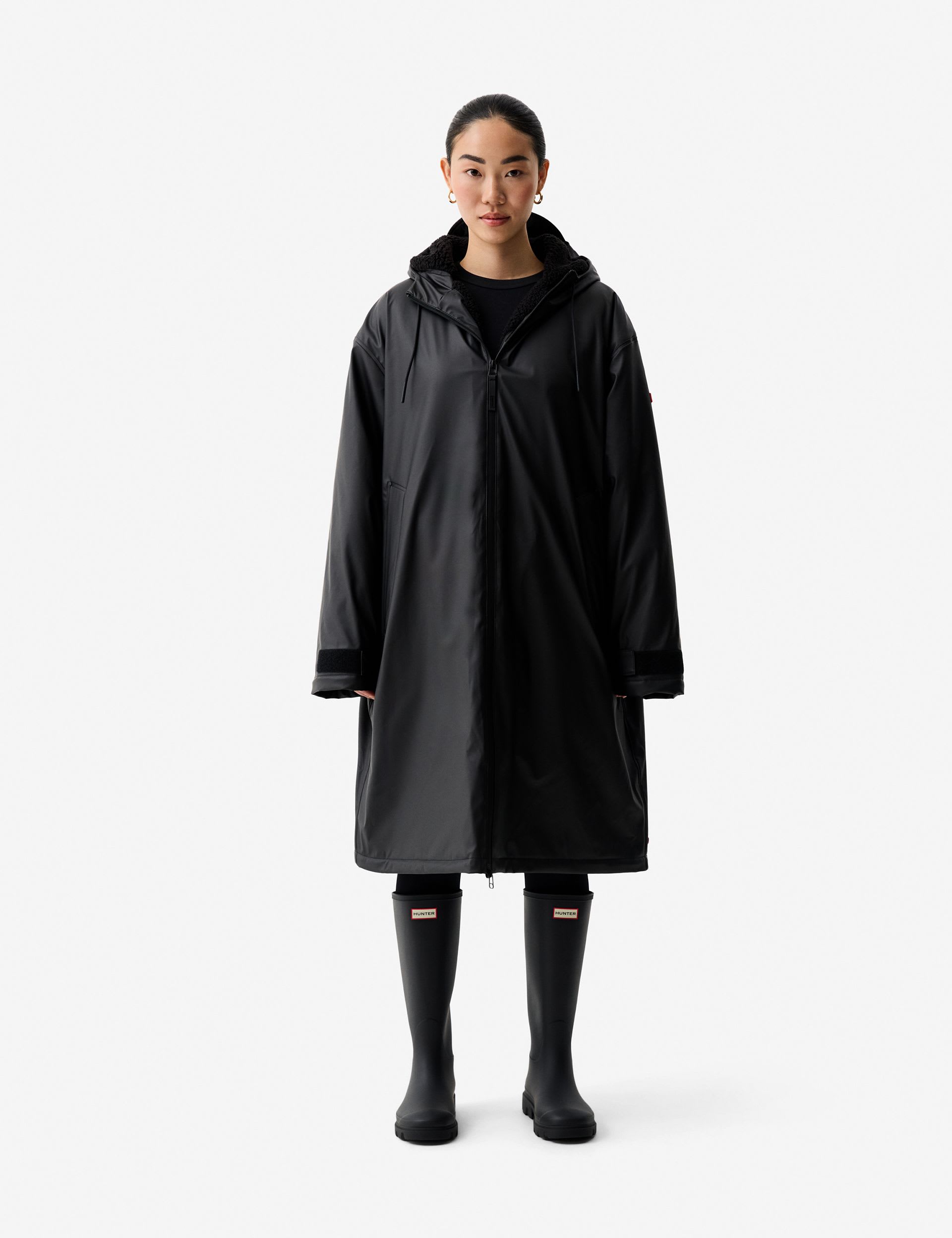 Gower Hooded Cocoon Raincoat | Hunter | M&S