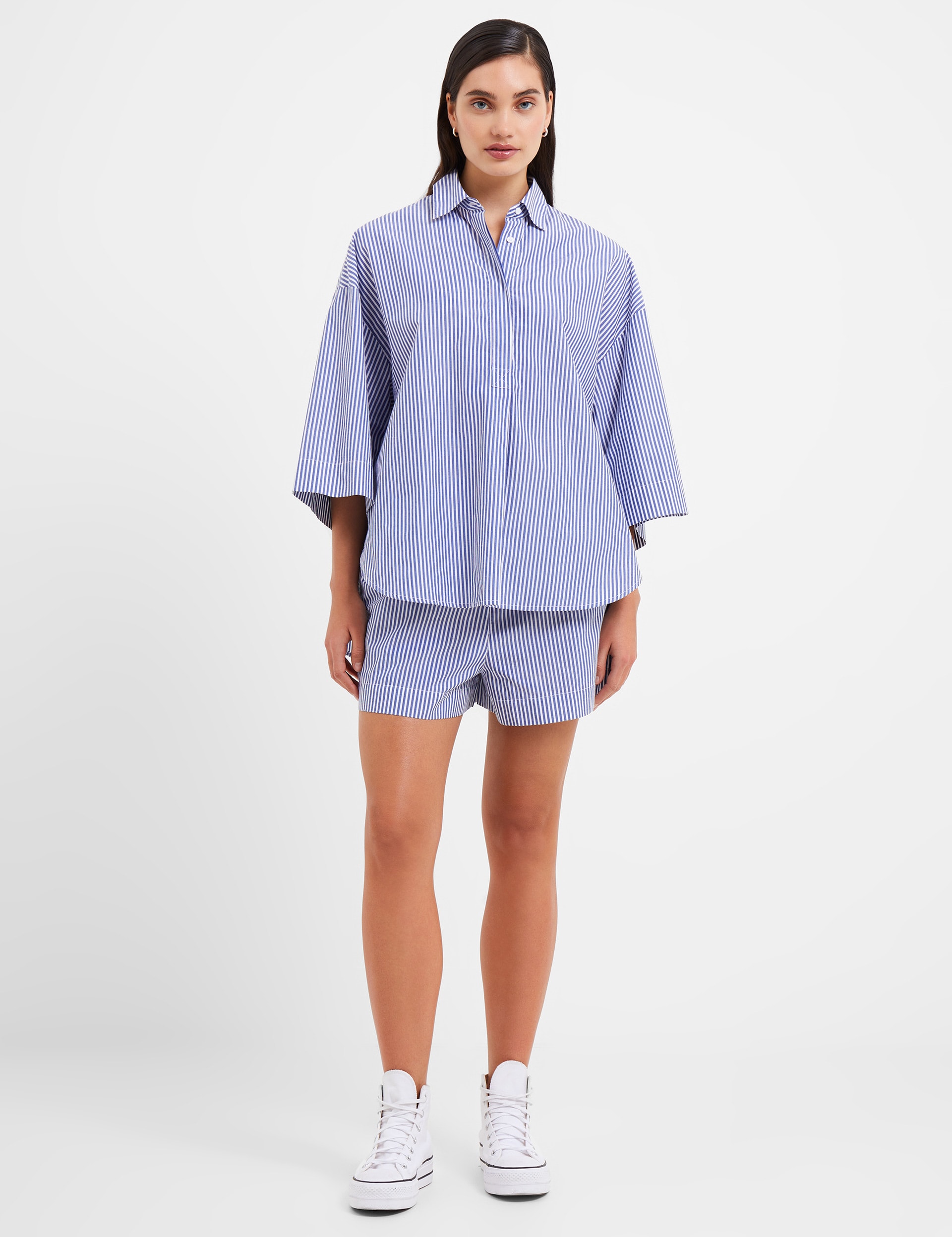 Pure Cotton Striped Collared Relaxed Shirt | French Connection | M&S