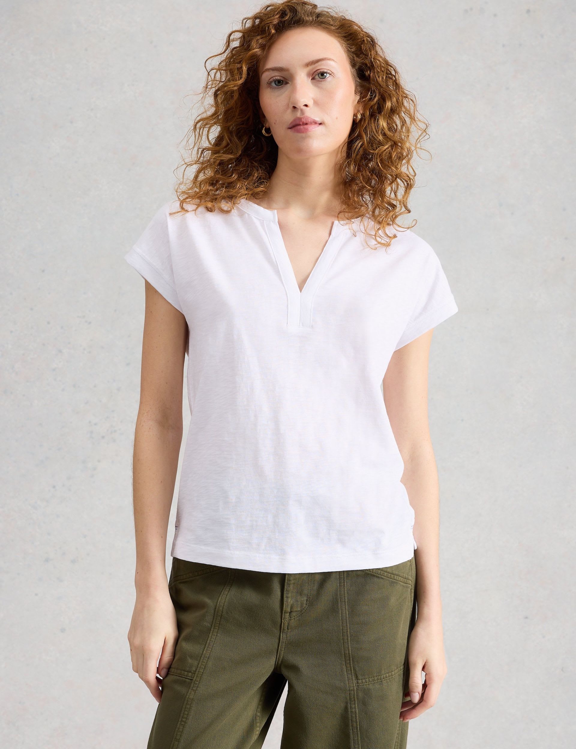 Pure Cotton Nina Notch Neck T-Shirt | White Stuff | M&S