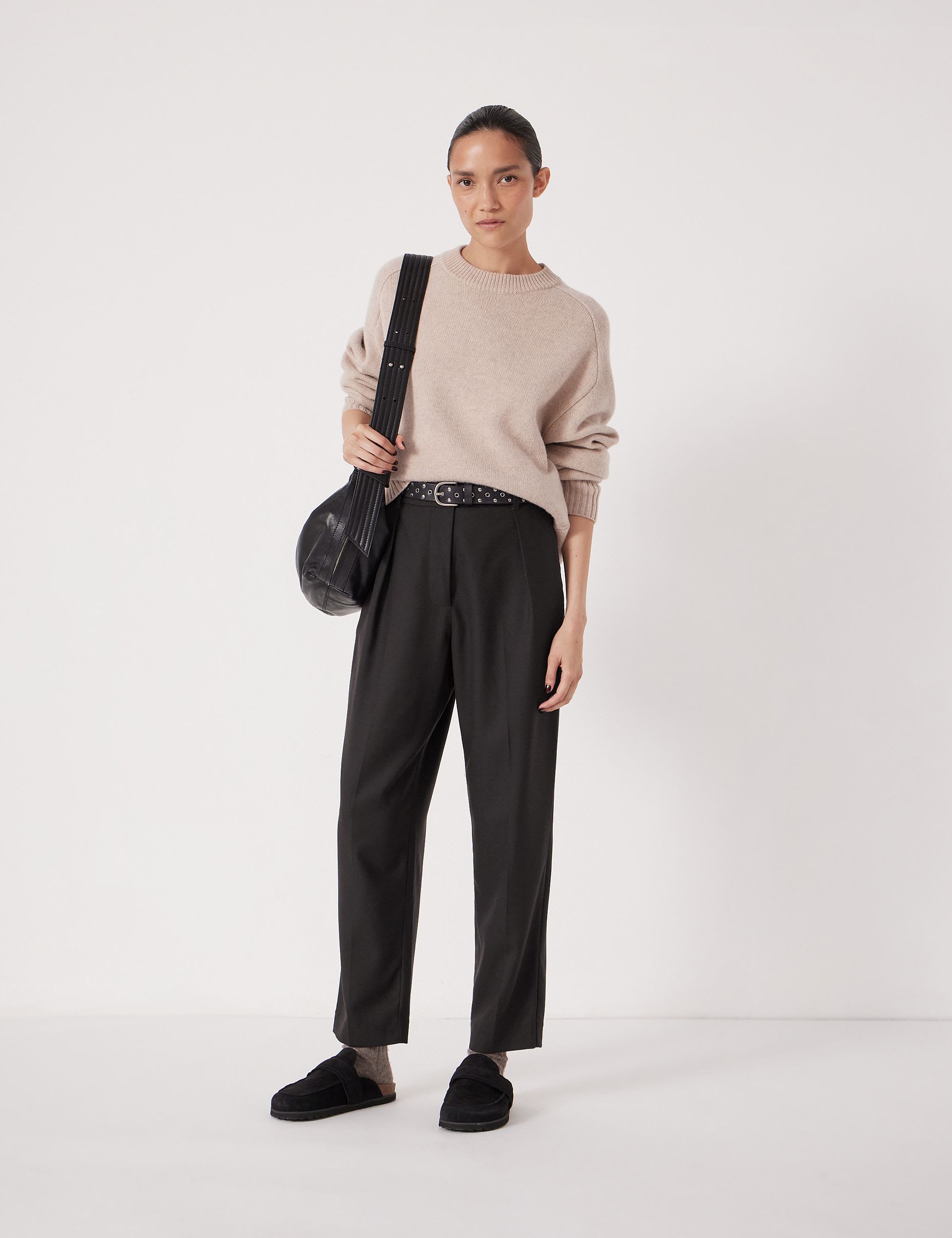 Wool Blend Tapered Trousers | HUSH | M&S