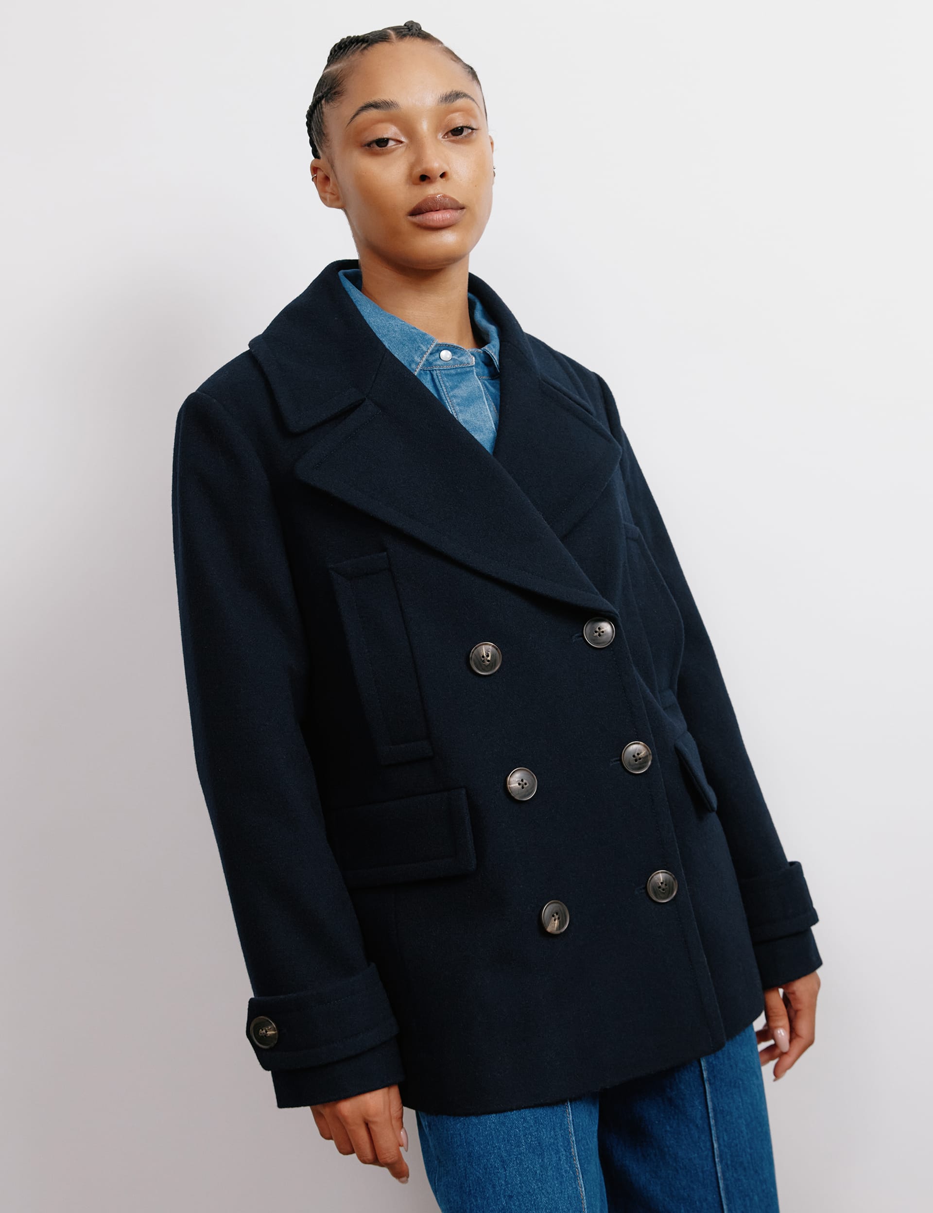 Wool Rich Double Breasted Pea Coat | Albaray | M&S