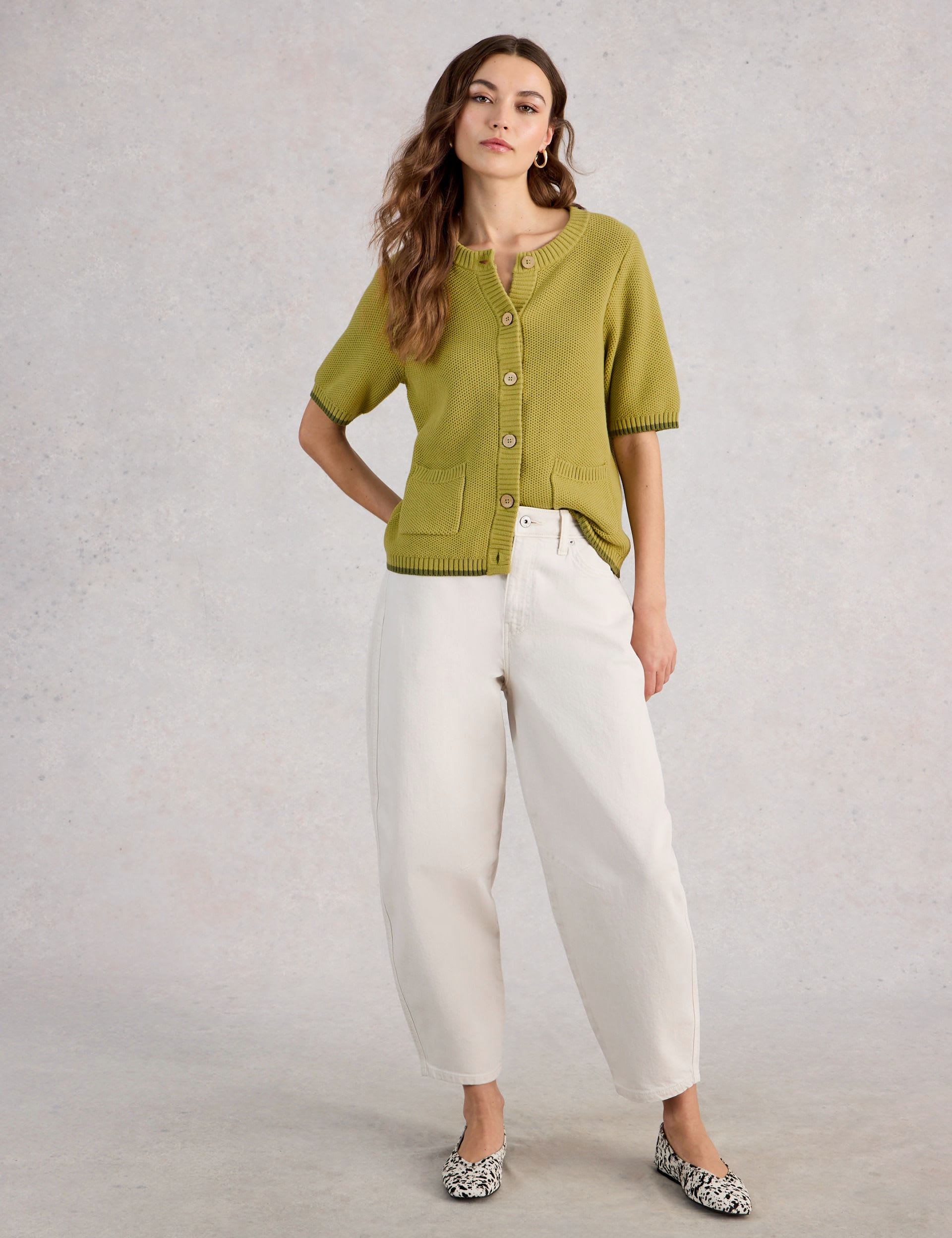 Pure Cotton Textured Short Sleeved Cardigan | White Stuff | M&S