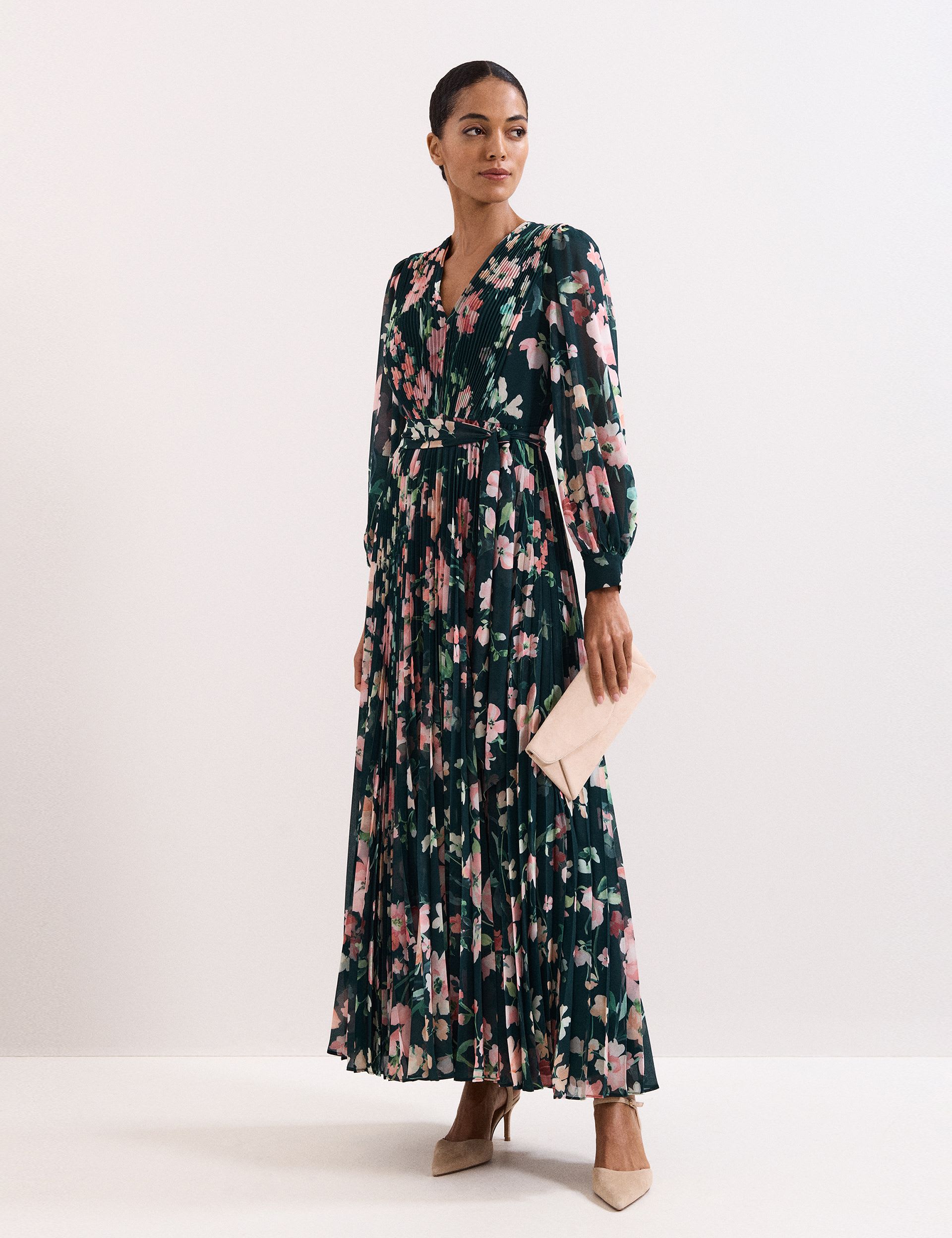 Floral V-Neck Pleated Maxi Tea Dress | Phase Eight | M&S