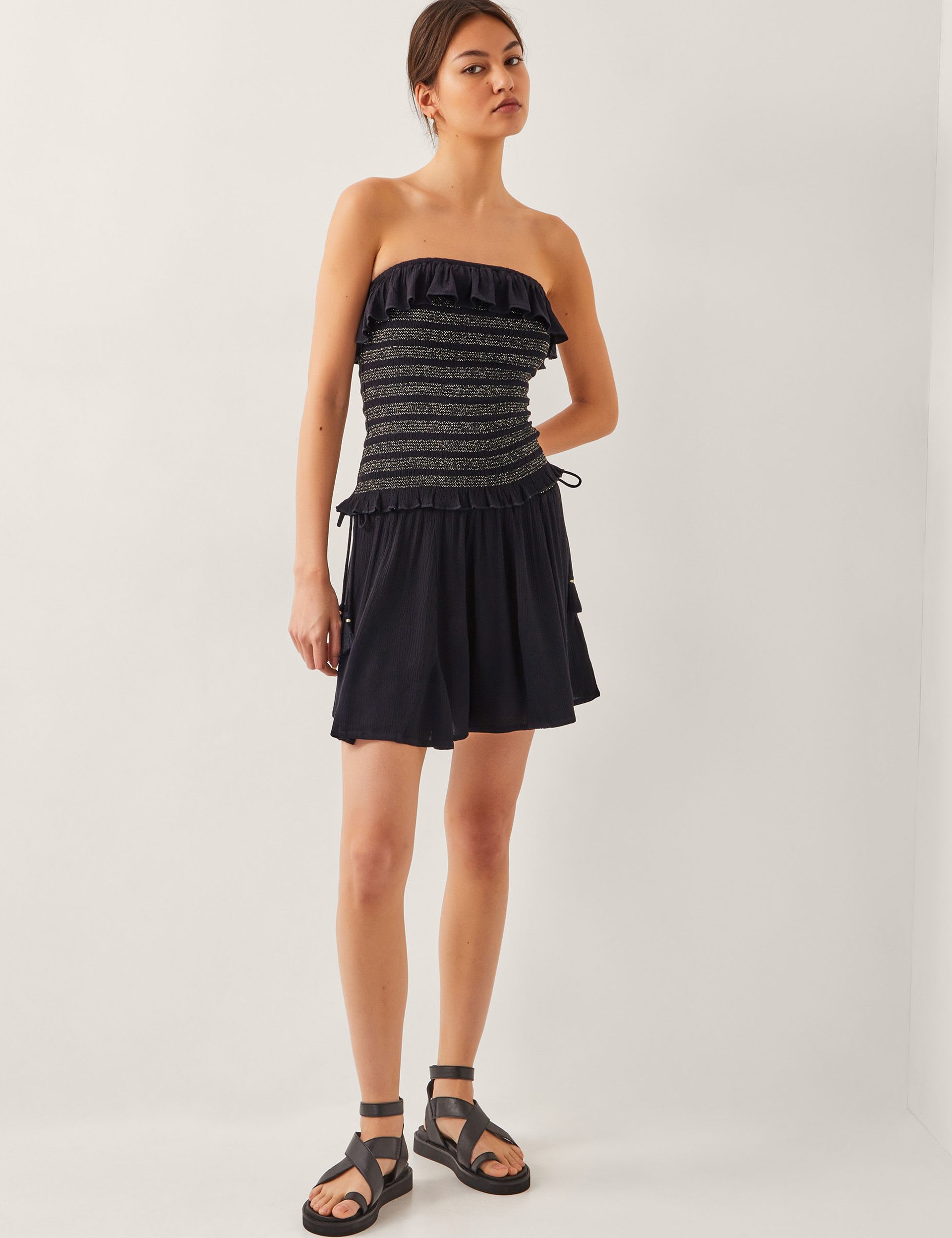 Heidi Striped Ruffle Bandeau Top | Monsoon | M&S
