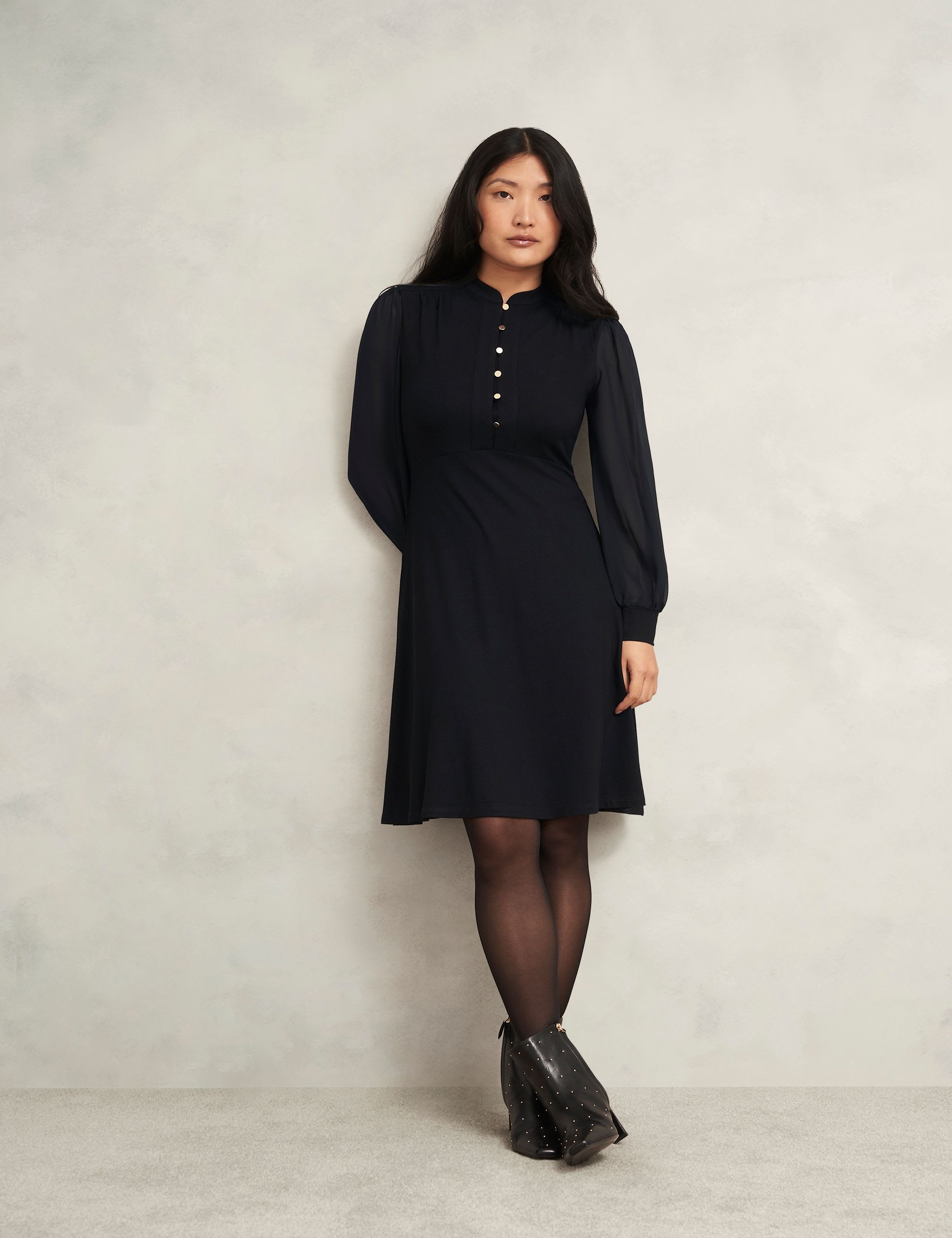 Jersey High Neck Knee Length Skater Dress | HOBBS | M&S