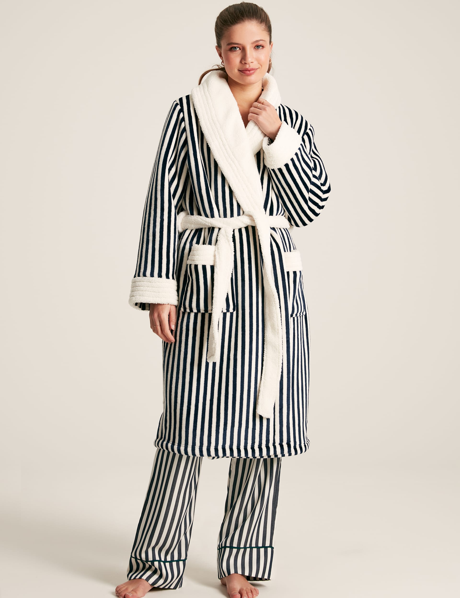 Fleece Striped Robe | Joules | M&S