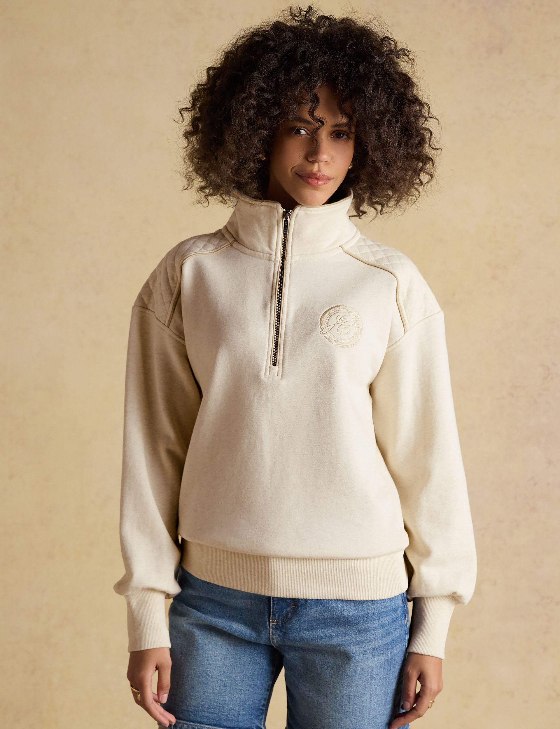 Pure Cotton Embroidered Half Zip Sweatshirt | Joules | M&S