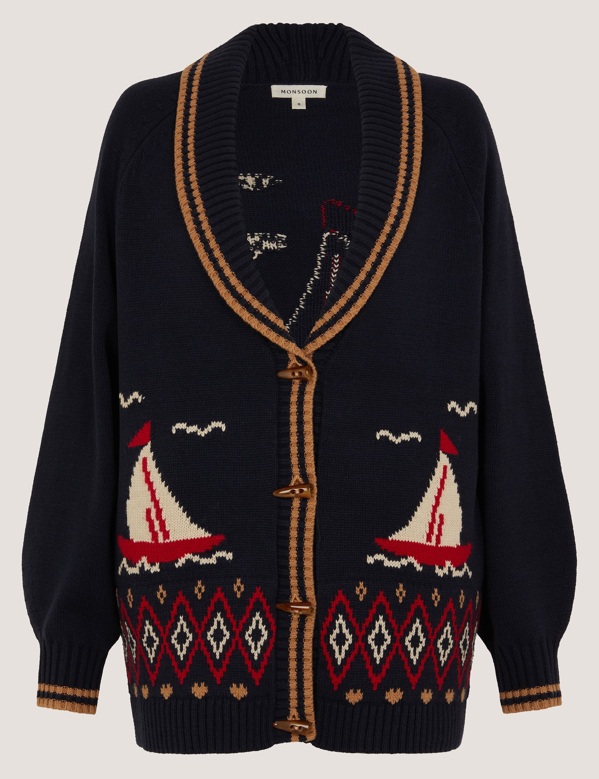 Cotton Rich Boat Cardigan | Monsoon | M&S